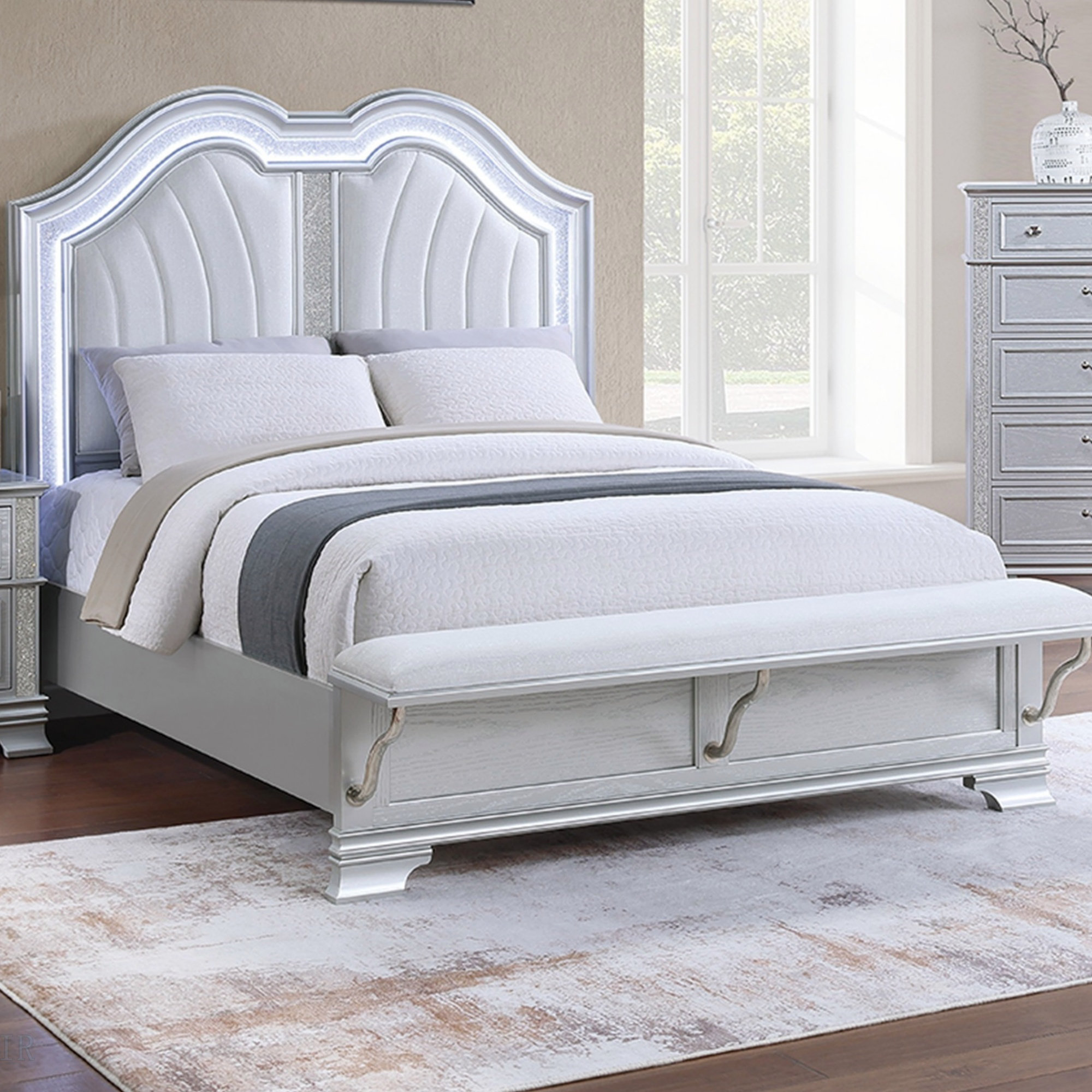 Brayden Studio® Cotemporary Elegant Queen Size Bed W Built-In Footboard ...
