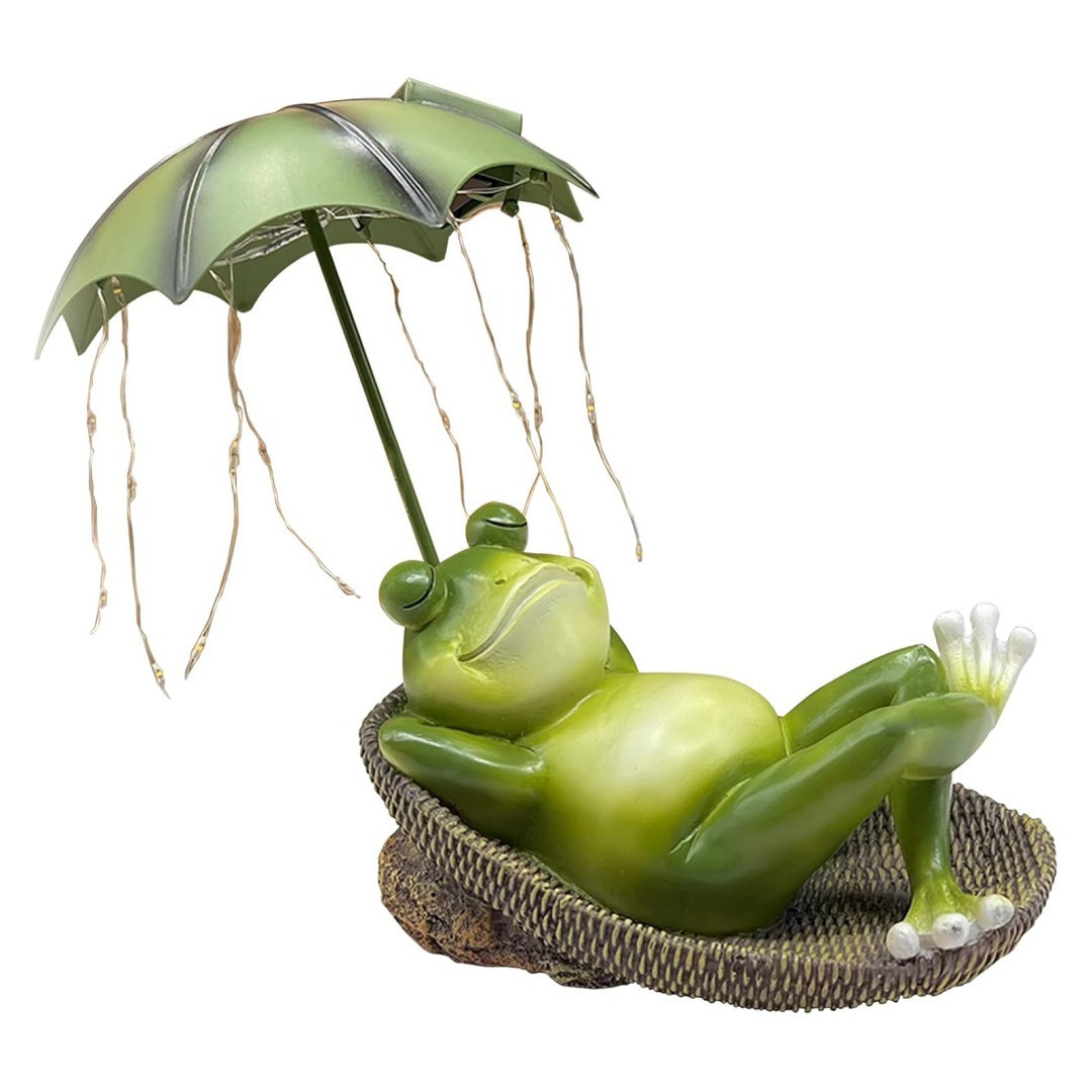 Ophelia & Co. Solar Frog Garden Decor Outdoor Statue - Frogs Umbrella ...