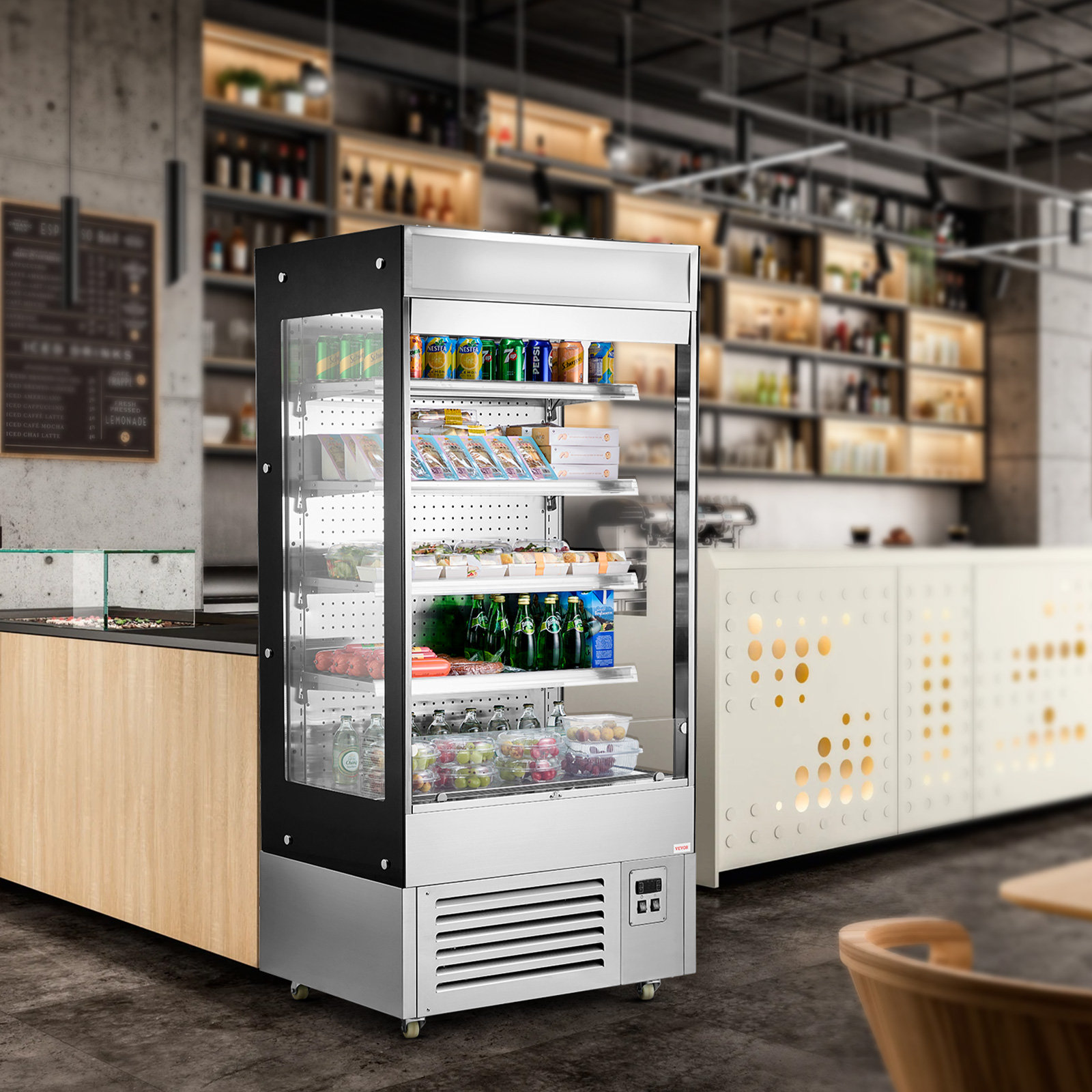 Prep & Savour Open Air Merchandiser 4-Tier Display Cooler with Air ...