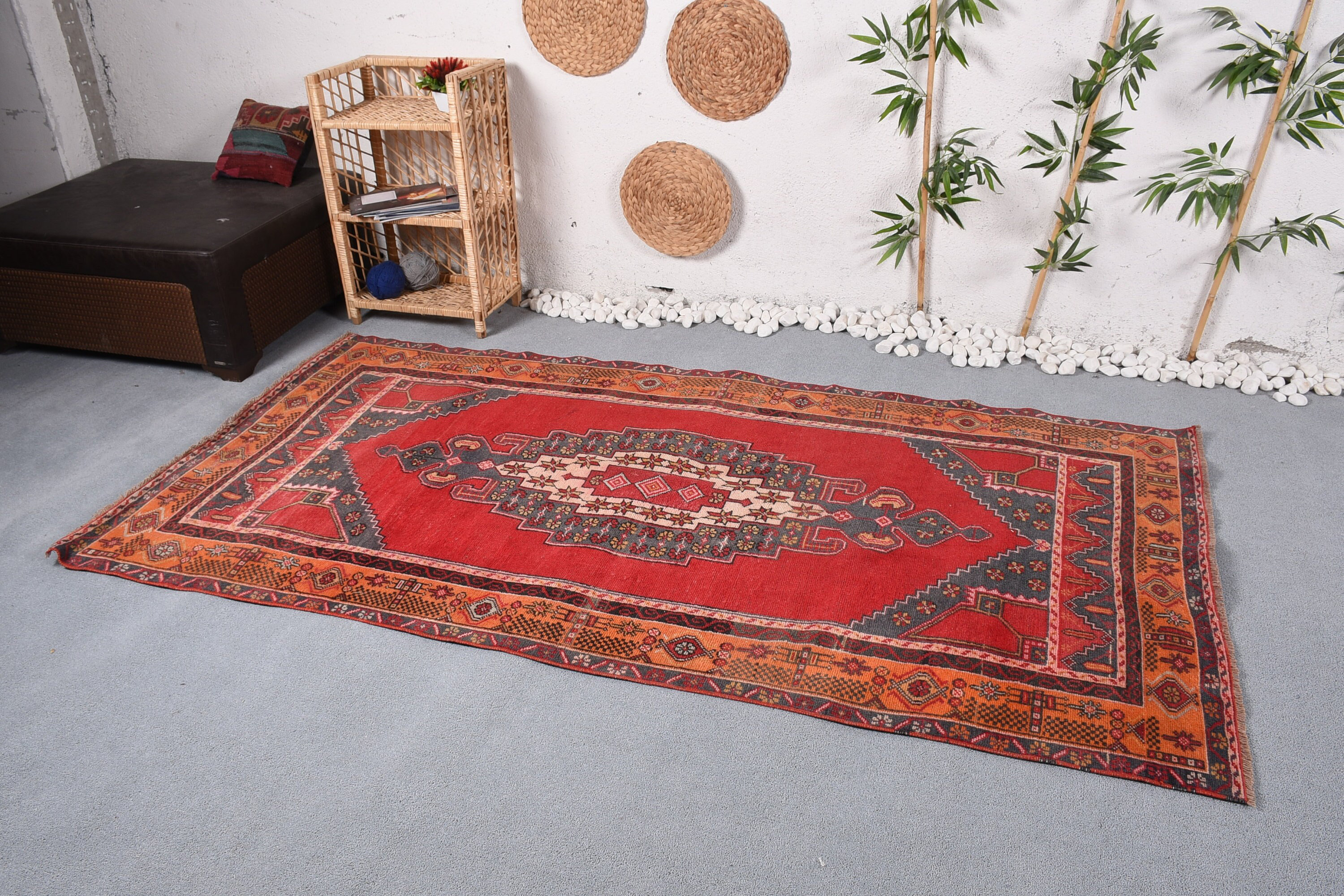 Isabelline Red Antique Rug, Oriental Rugs, Flatweave Rugs, 4.2x8 ft ...