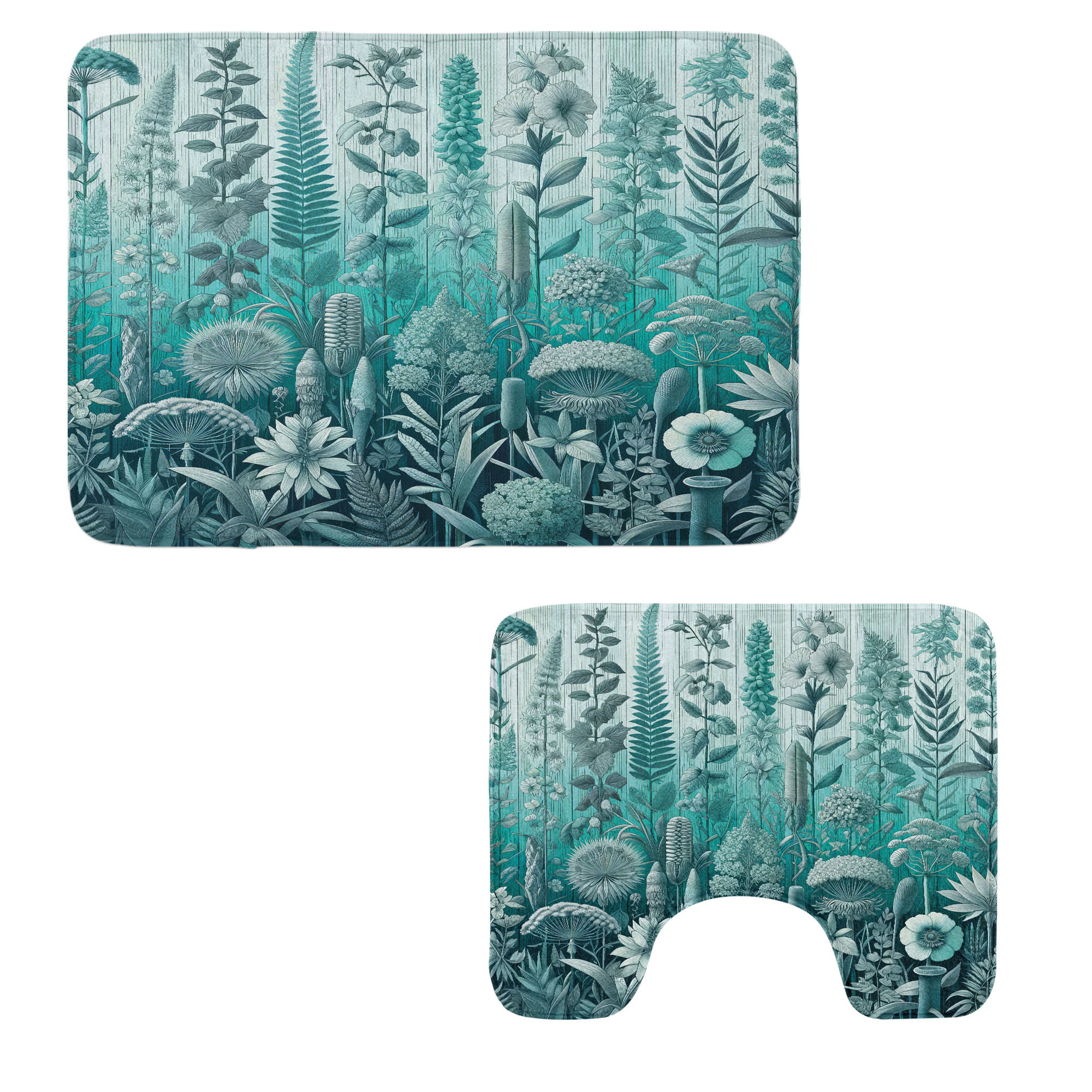 East Urban Home Turquoise Bathroom Rug Set 2 Pieces Rectangle & Contour ...