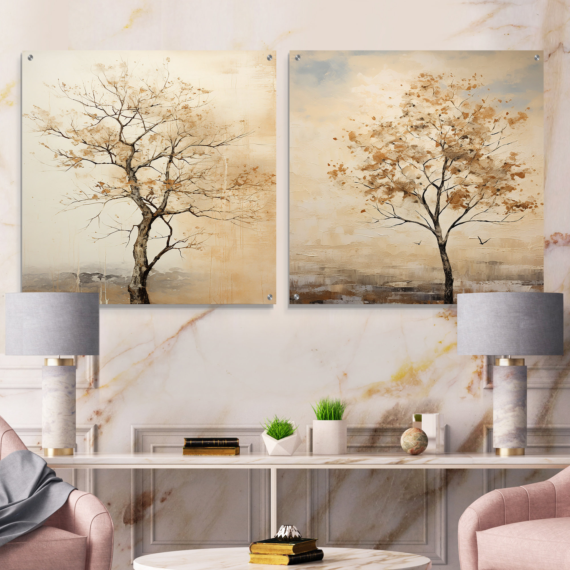 Lark Manor™ African Beige Tree - Tree African Acrylic Wall Art Glass ...