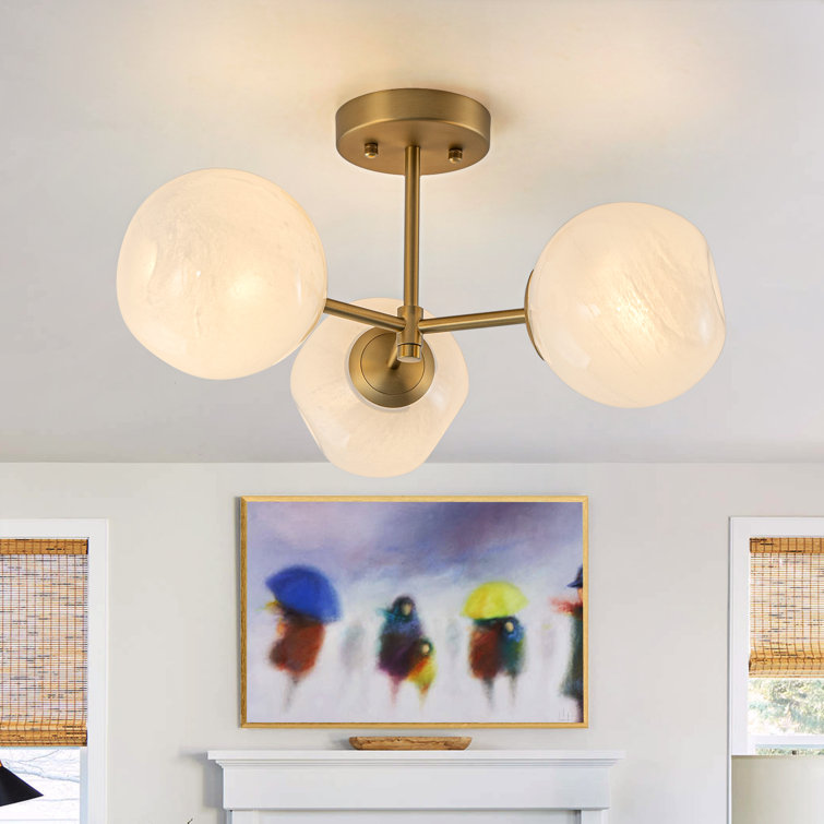 Mercer41 Kaynen 3-light Glass Semi Flush Mount | Wayfair