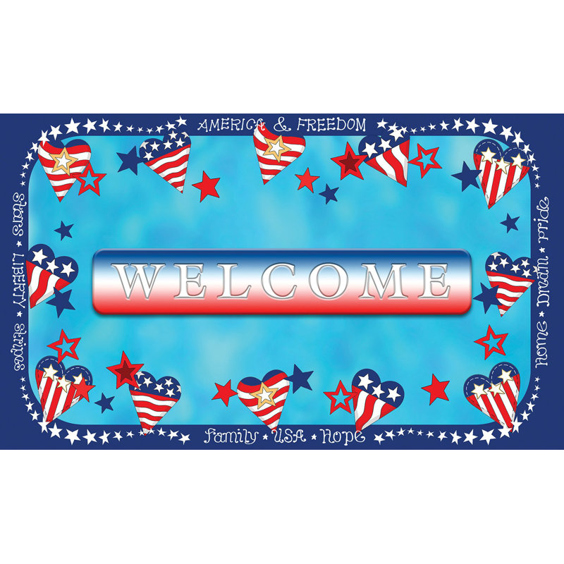 Toland Home Garden Welcome Stars And Stripes 30 in. x 18 in. Non-Slip ...