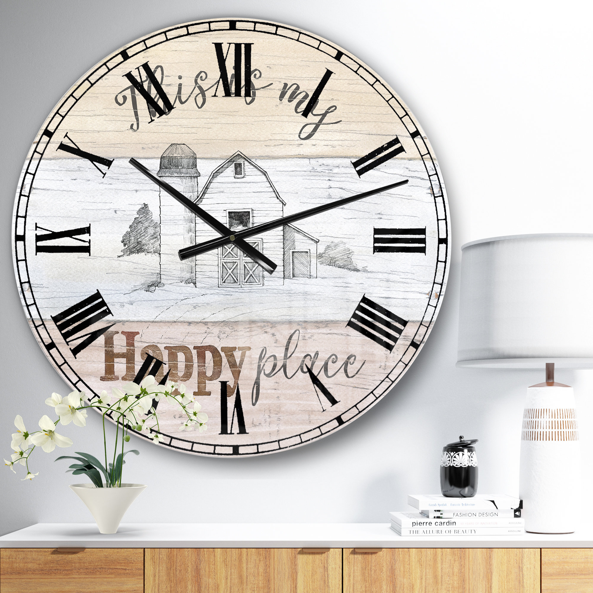 The Twillery Co.® Swigart Oversized Farmhouse Moment Barns Wall Clock ...