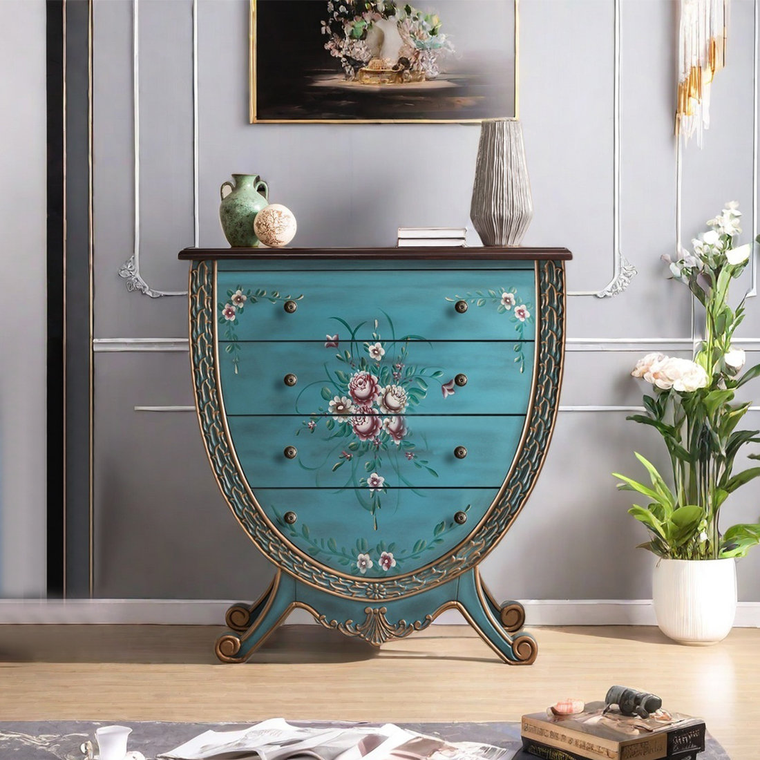 Liu's ink furniture Creative painted carved drawer accent chest | Wayfair
