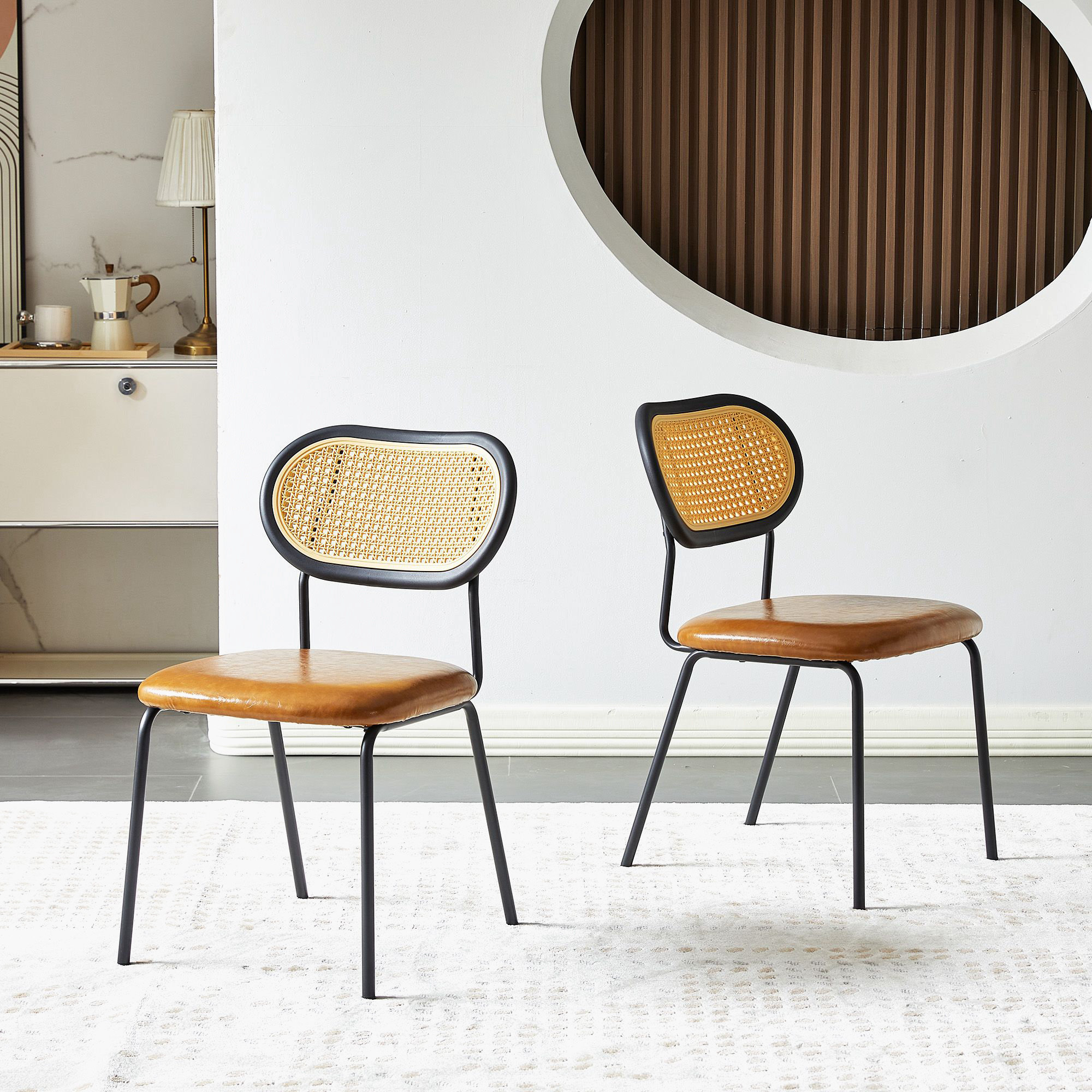 George Oliver Mell Faux Leather Upholstered Side Chair for Living Room ...