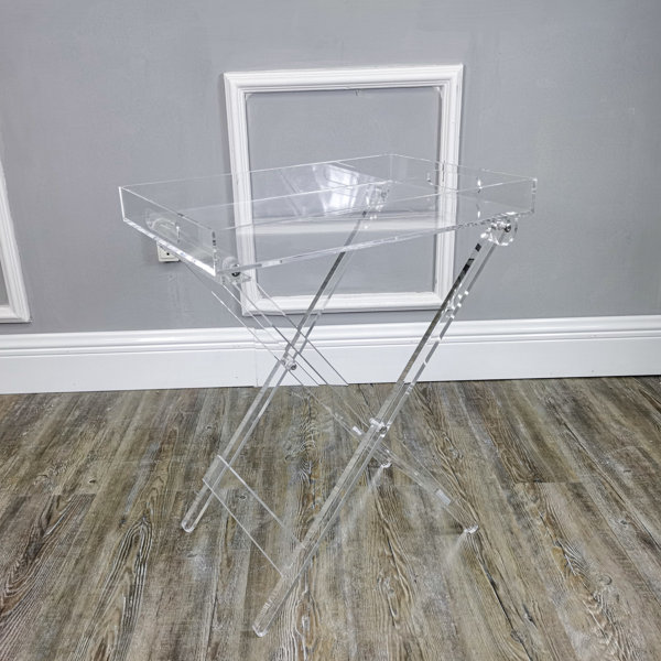 Orren Ellis Clear Furniture Acrylic Folding Tray Table, Acrylic Side ...