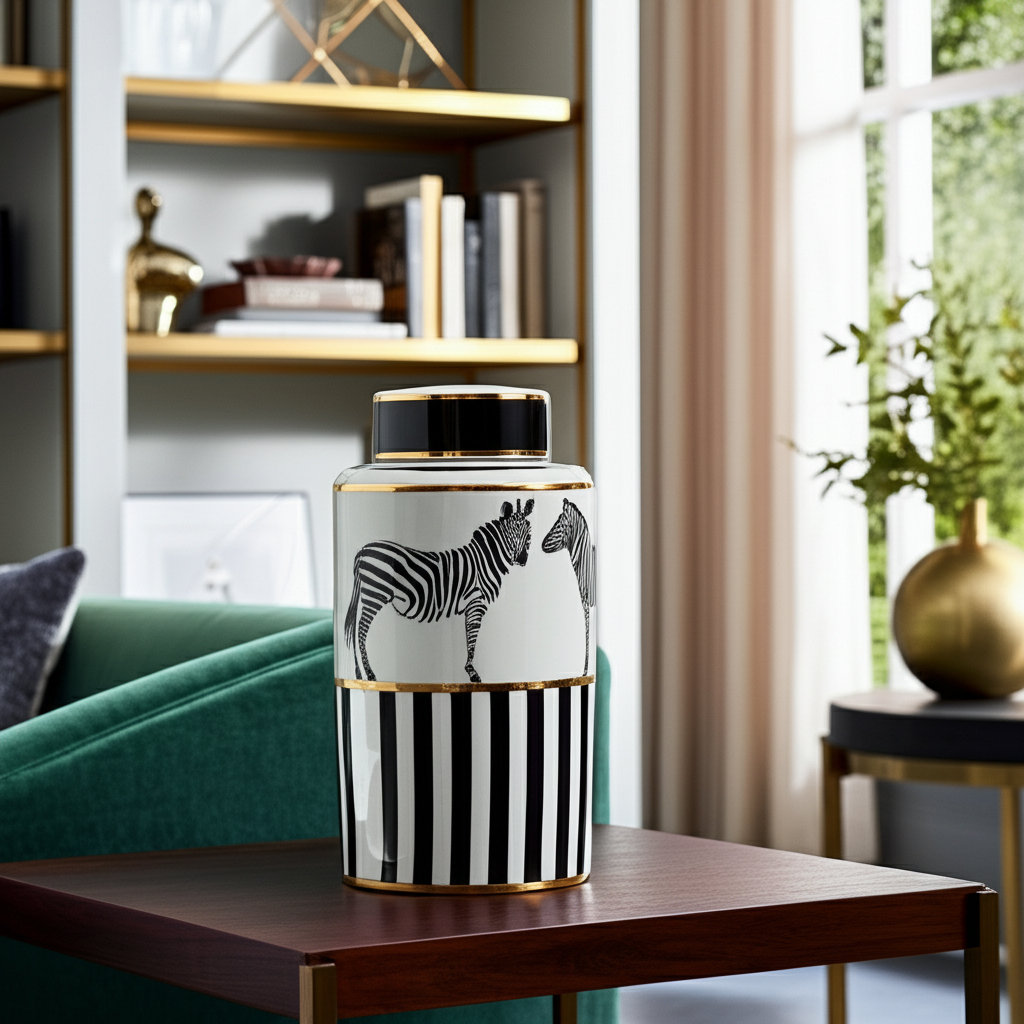Willa Arlo™ Interiors Eastleigh Zebra Handmade Ceramic Ginger Jar ...