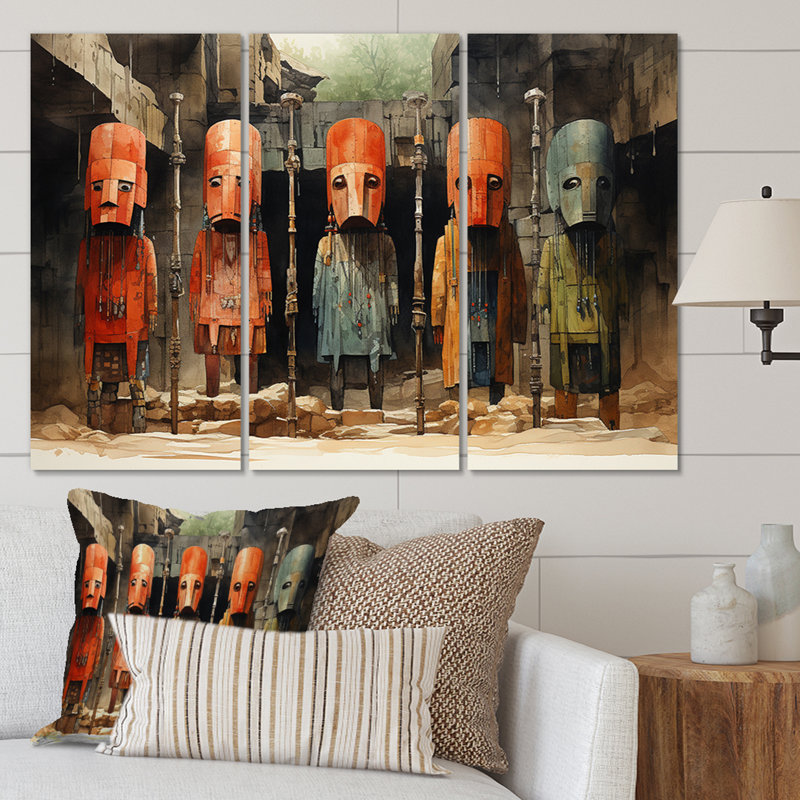 Bungalow Rose African Tribes Dogon Mask III On Metal 3 Pieces Print ...