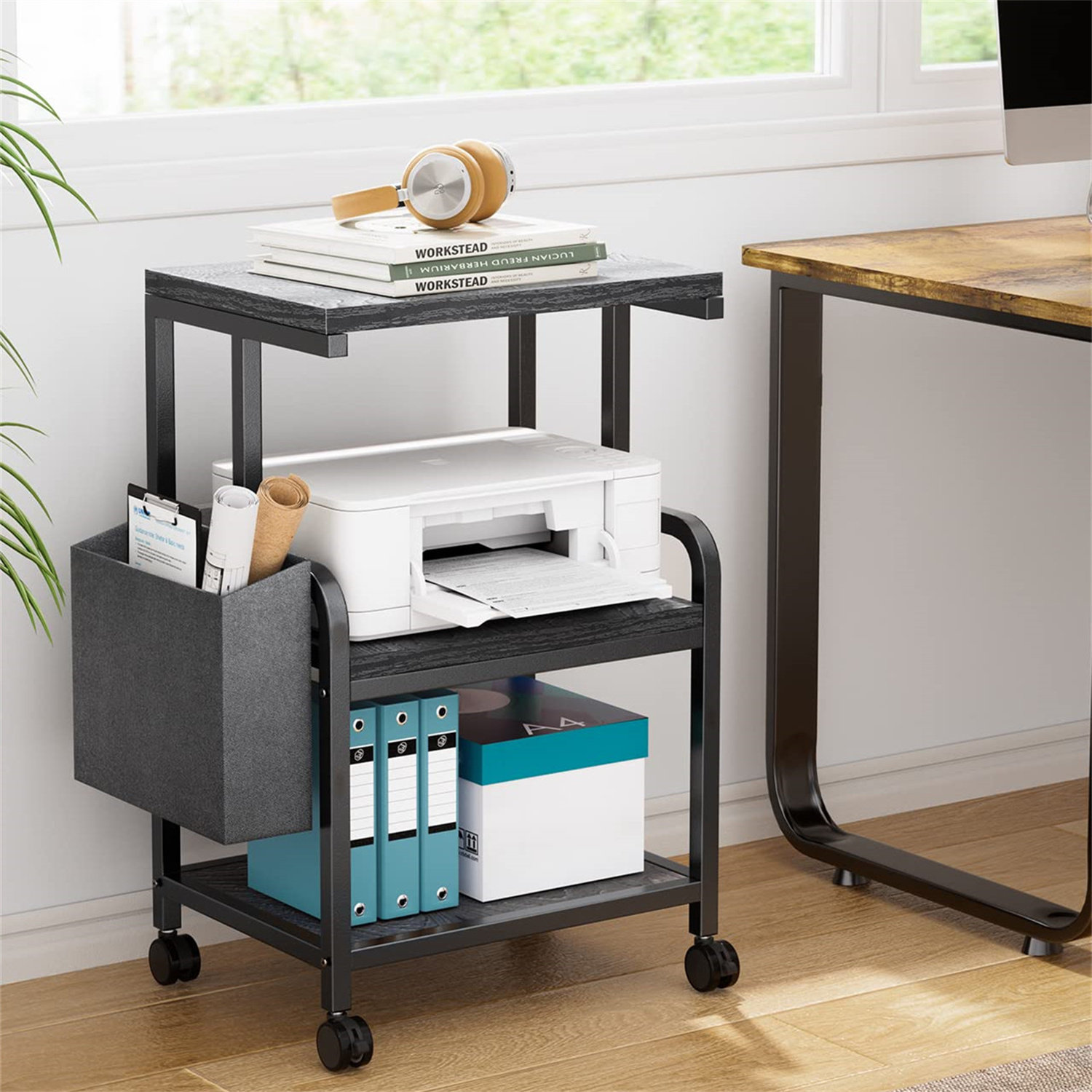 TOPEFIC Printer Holder With Power Socket And Non-Woven Fabric Bag ...