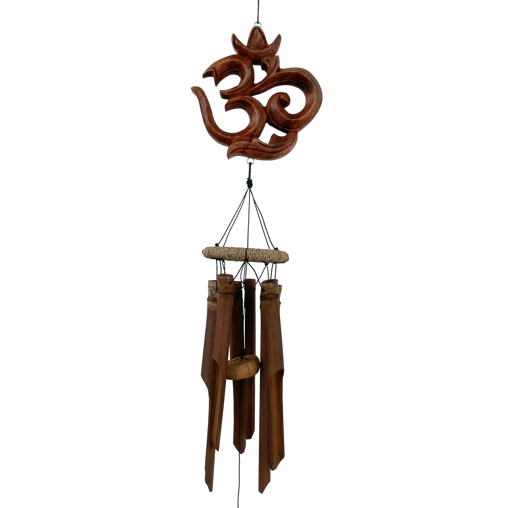 Cohasset Gifts & Garden Carved "OM" Symbol Bamboo Wind Chime - Wayfair ...