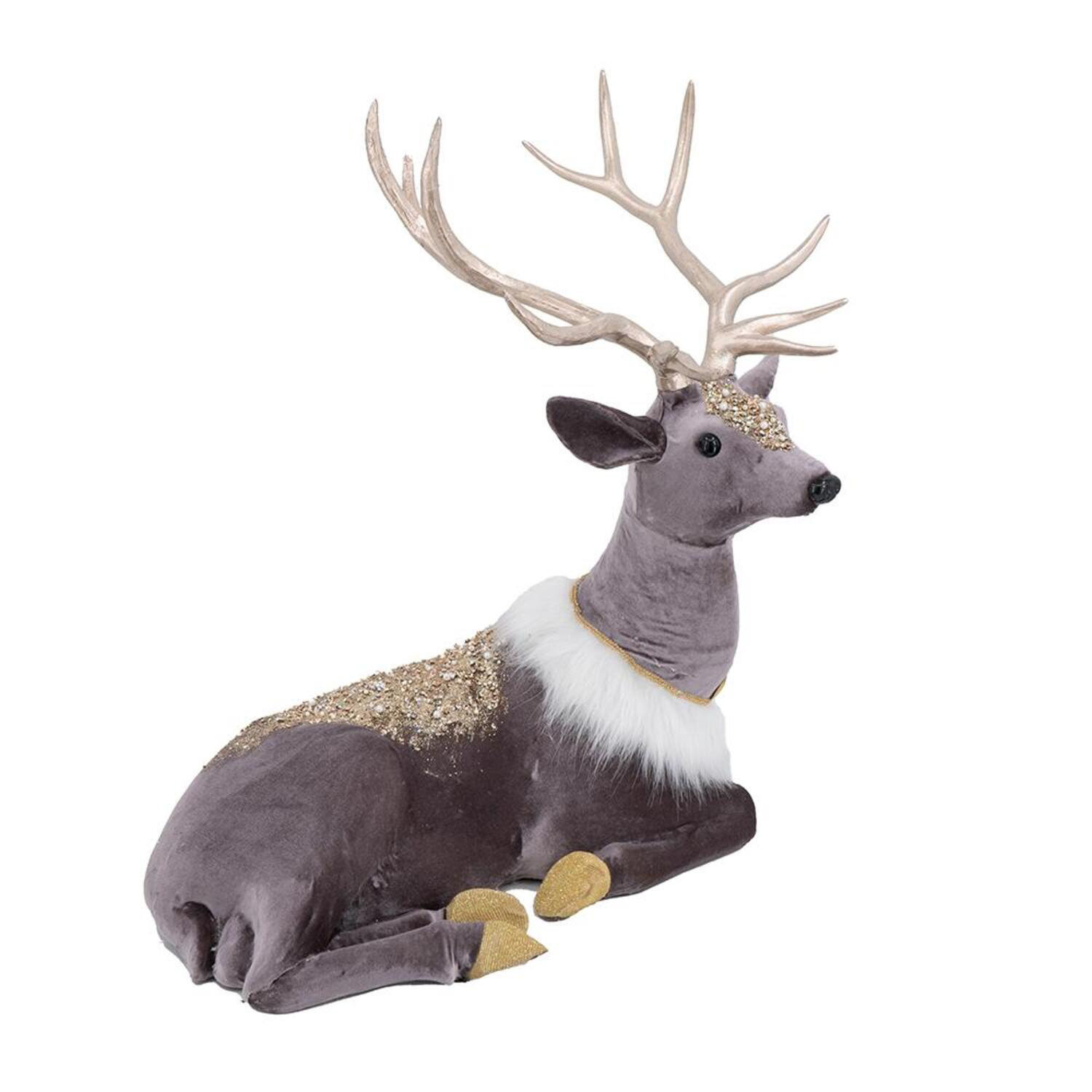 The Holiday Aisle® Velvet Foam Sitting Deer | Wayfair