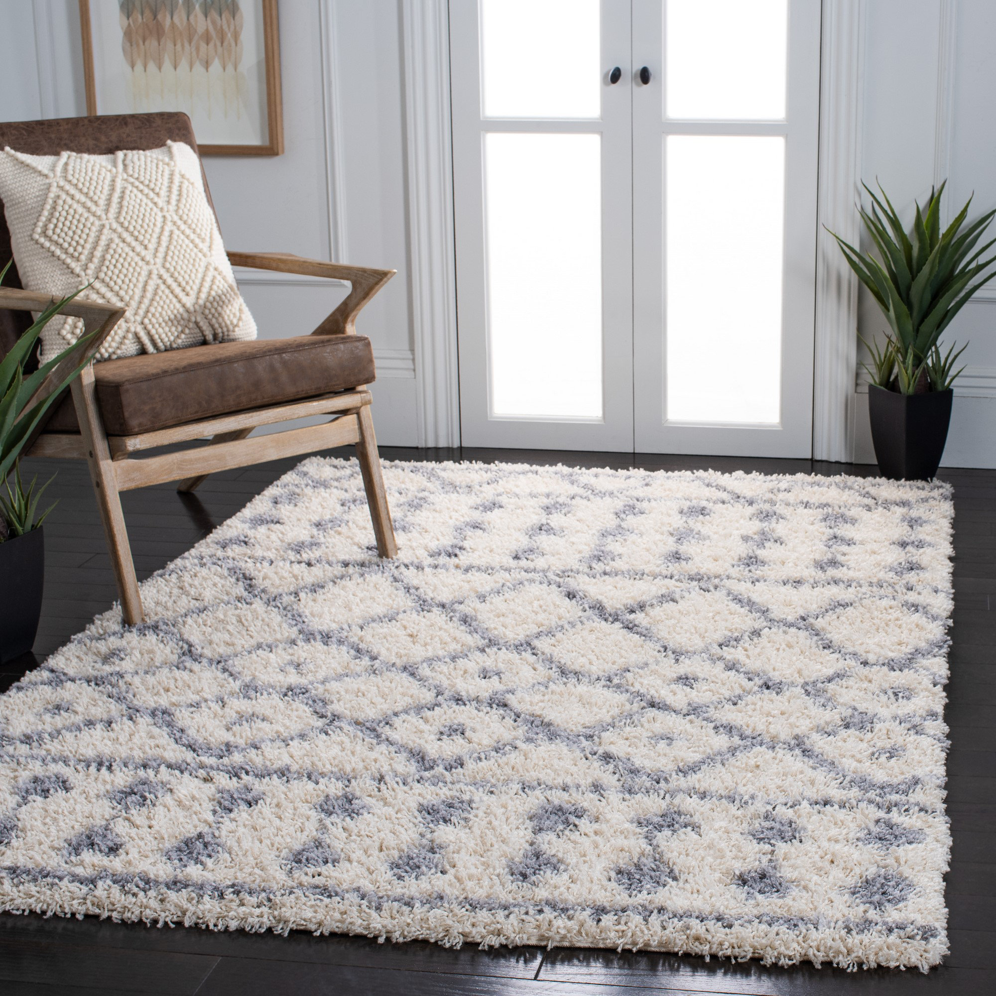 Foundry Select Minna Shag 600 Performance Geometric Rug | Wayfair