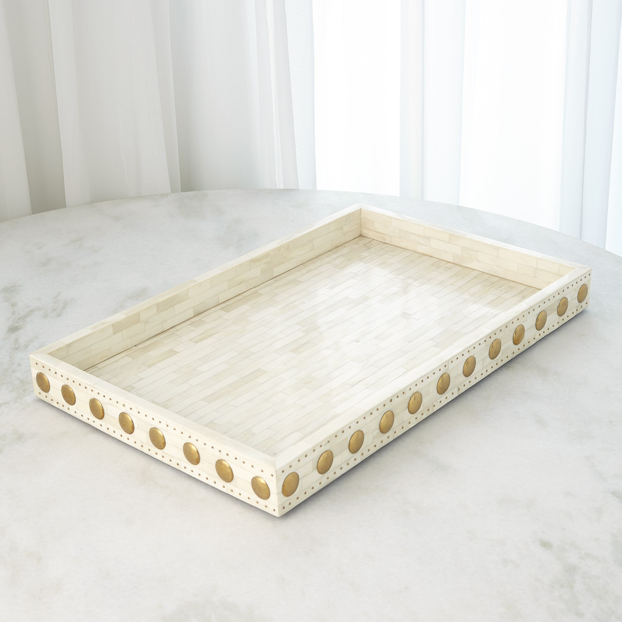 Signature III Bone Tray With Brass Stud Accents - Wayfair Canada