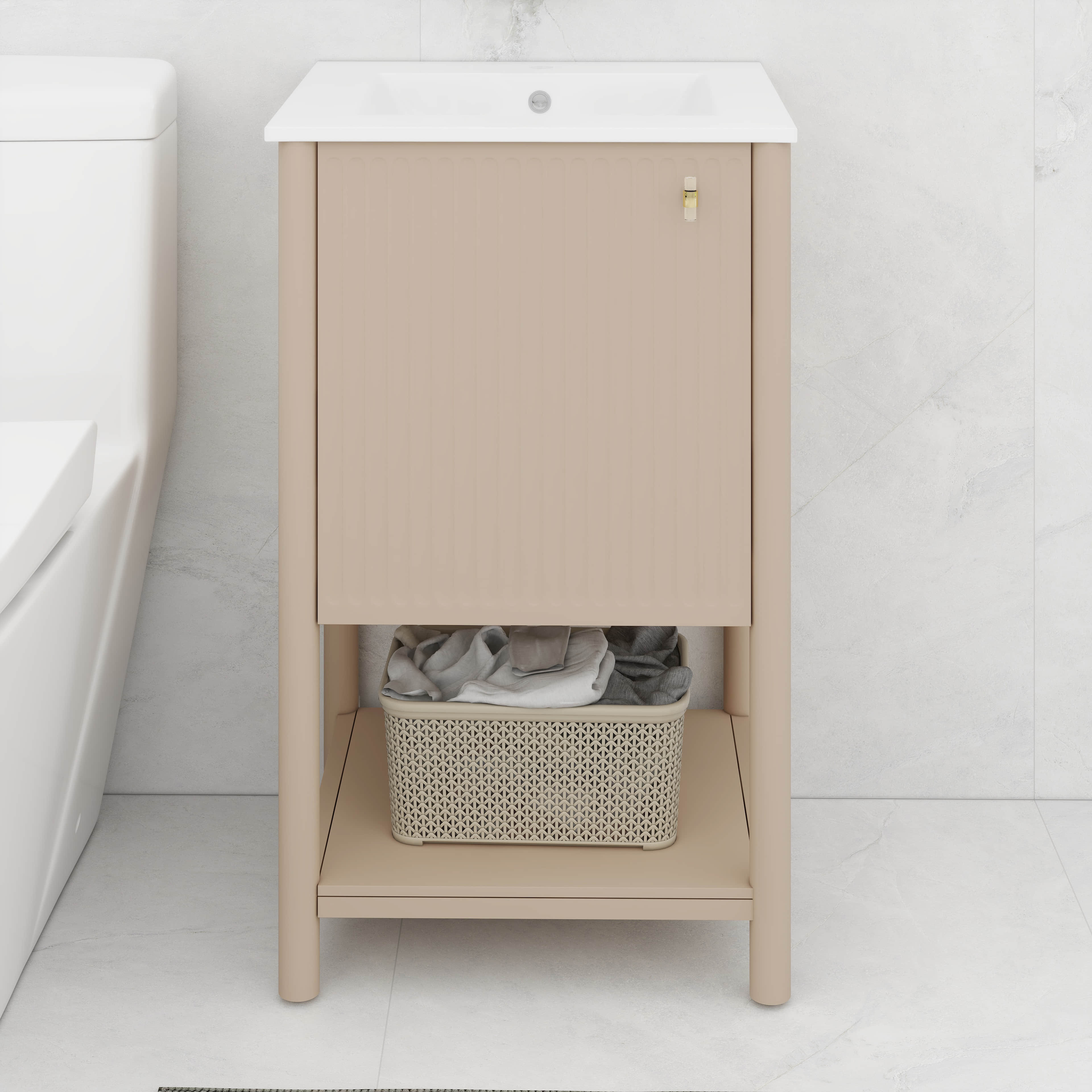 Winston Porter 20-Inch Bathroom Vanity With Ceramic Sink, Freestanding ...