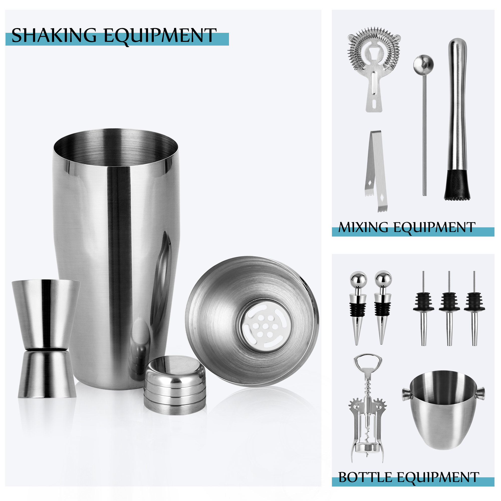 Prep & Savour 16-Piece Bar Cocktail Ice Bucket Mixing Set | Wayfair