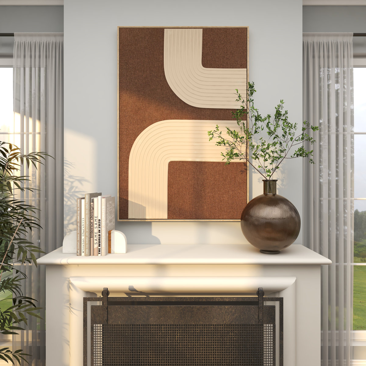 Joss & Main The Novogratz Polyester Geometric Living Room Framed Wall ...