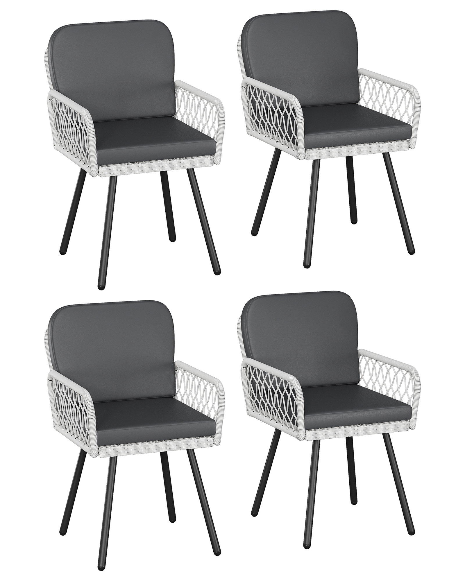 Bayou Breeze Patio Dining Chairs Set of 4 with Metal Frame & White Hand ...