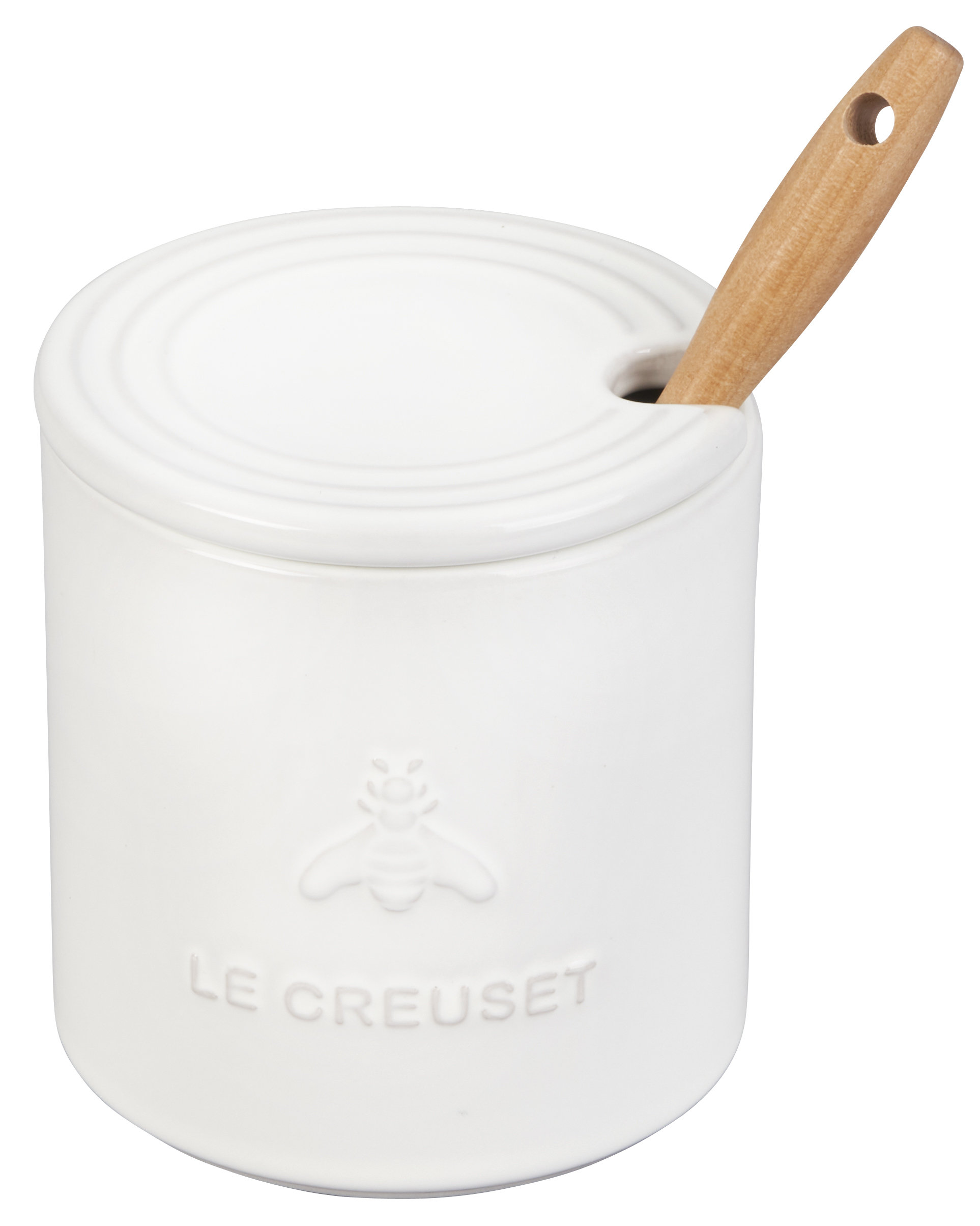 Le Creuset Stoneware Signature Honey Pot W/ Dipper - White | Wayfair
