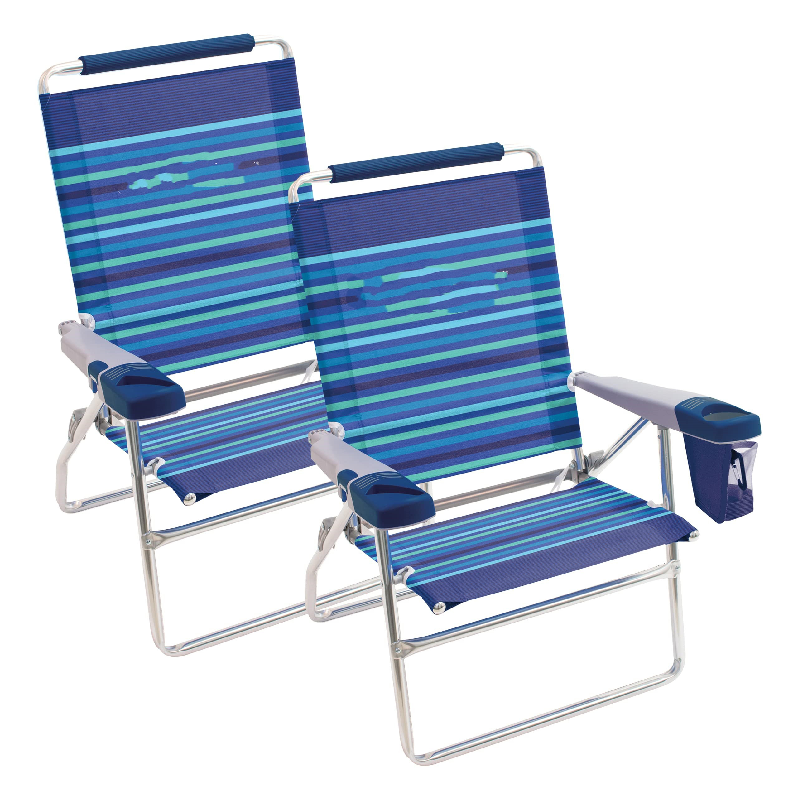 NATIONAL WINDOW 4 Position Beach Chair 2-Piece Set 15" Seat Height With ...