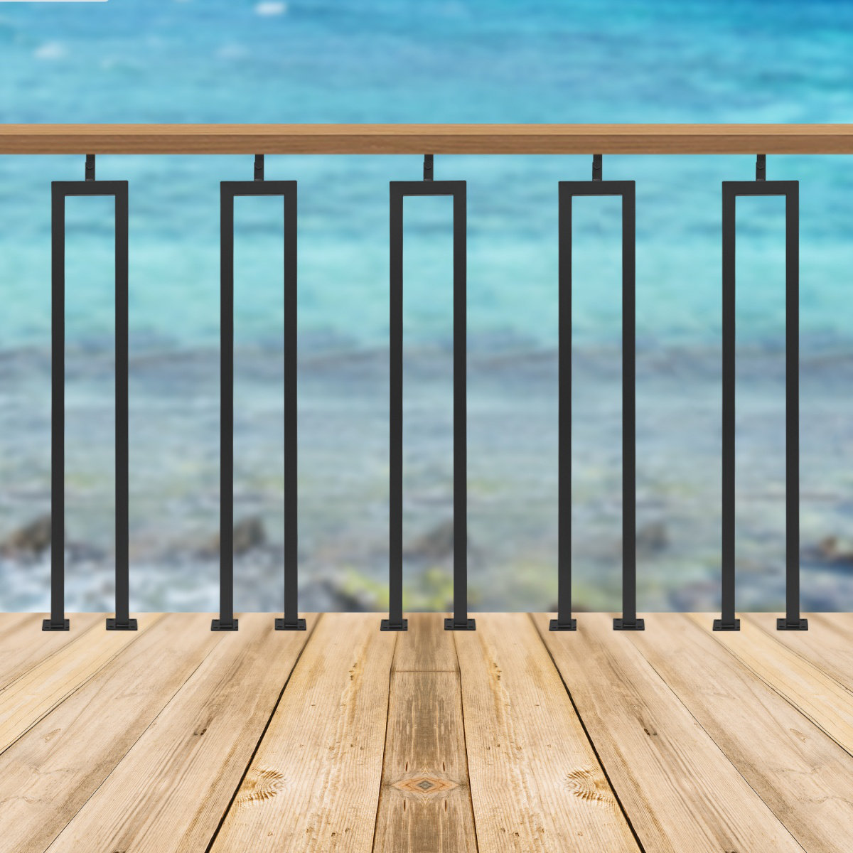 SUNYOU 3 Pack Shape 36.02" Stair Balusters With Adjustable Top Bracket ...