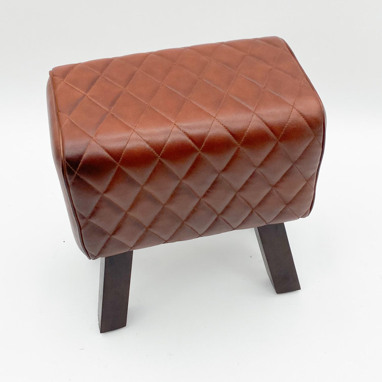 George Oliver Humberto 40cm Wide Genuine Leather Tufted Rectangle Solid ...