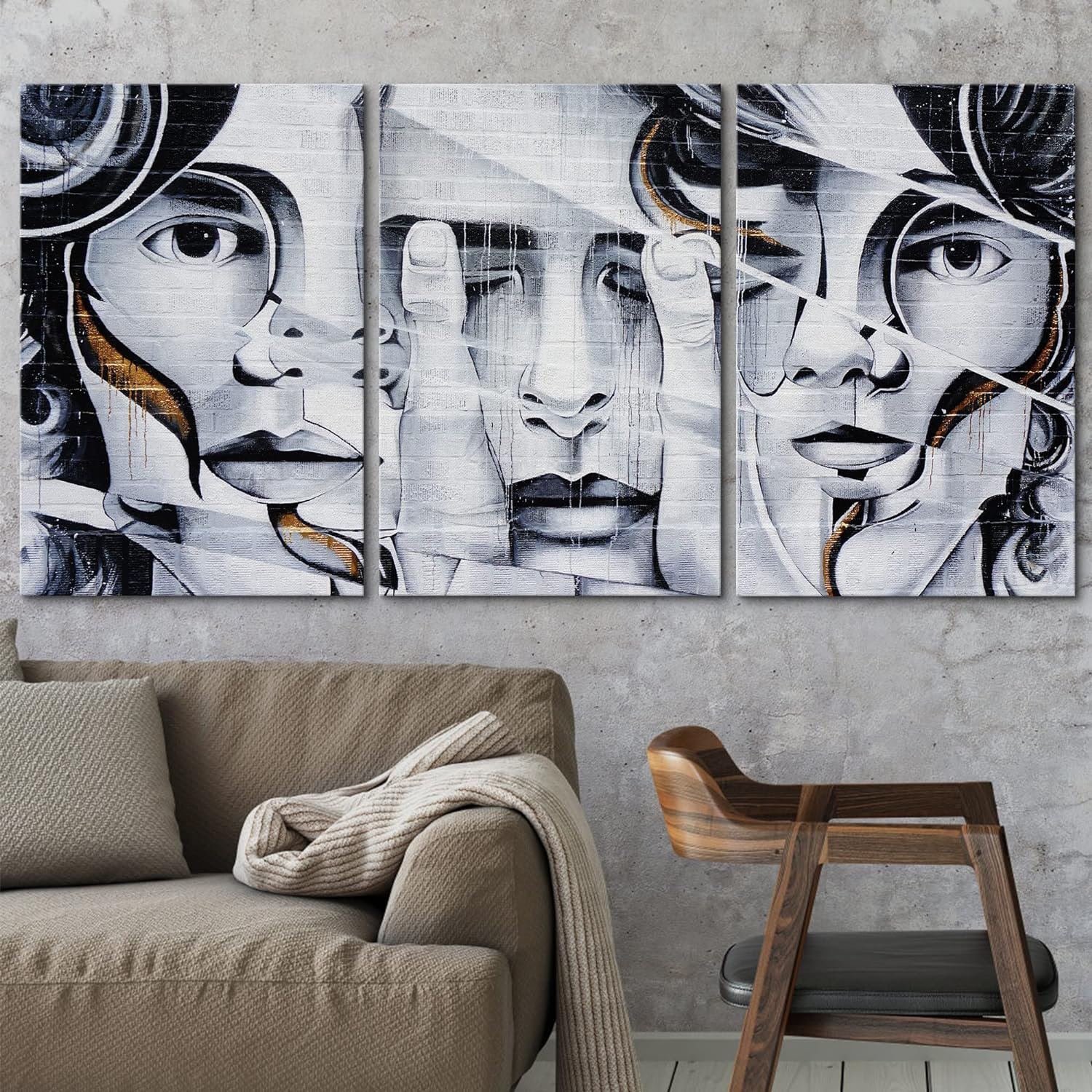 IDEA4WALL Pop Urban Street Spray Paint Geometric Brick Faces Graffiti ...