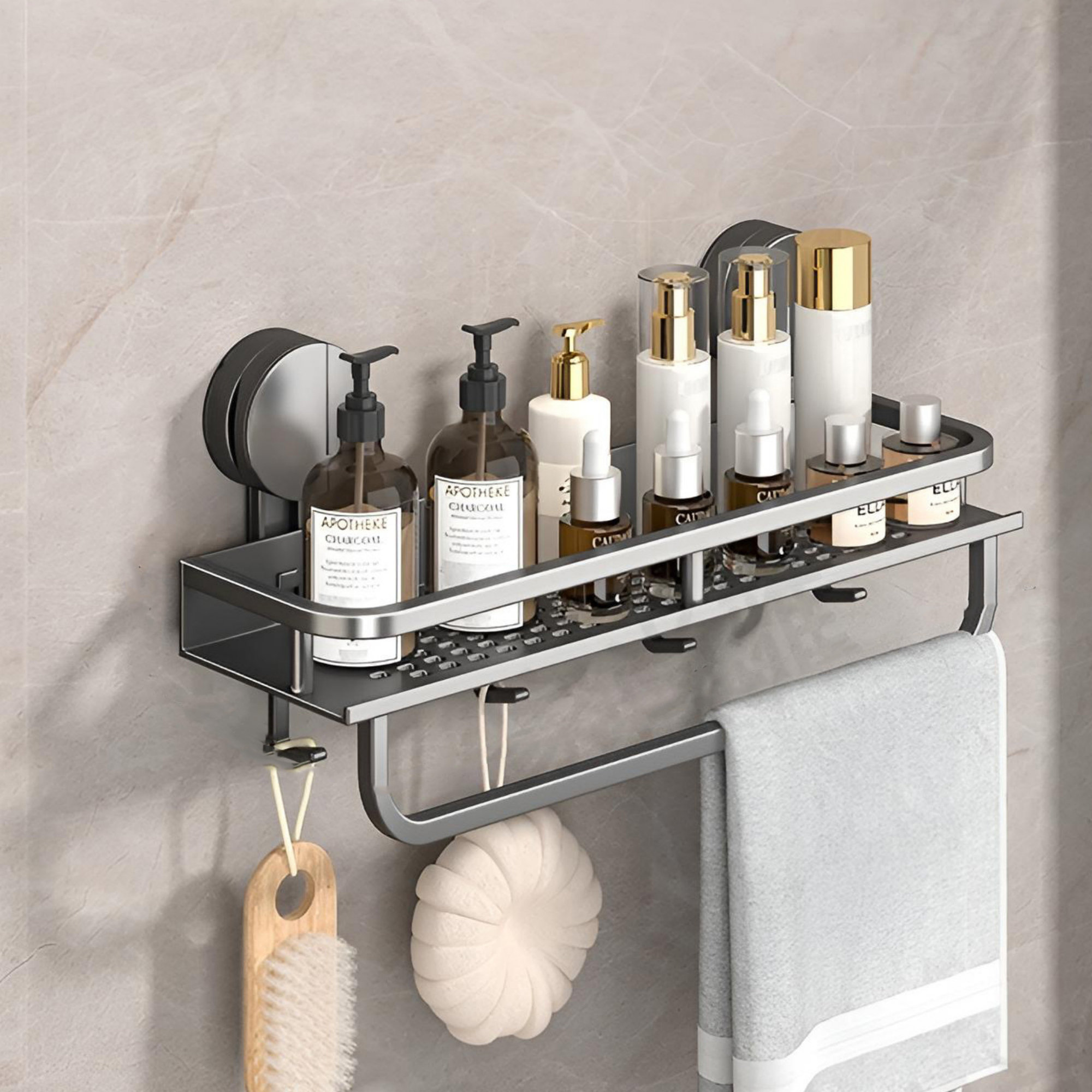 Rebrilliant Suction Cup Storage Rack, Bathroom, Washbasin, Wall Mounted ...