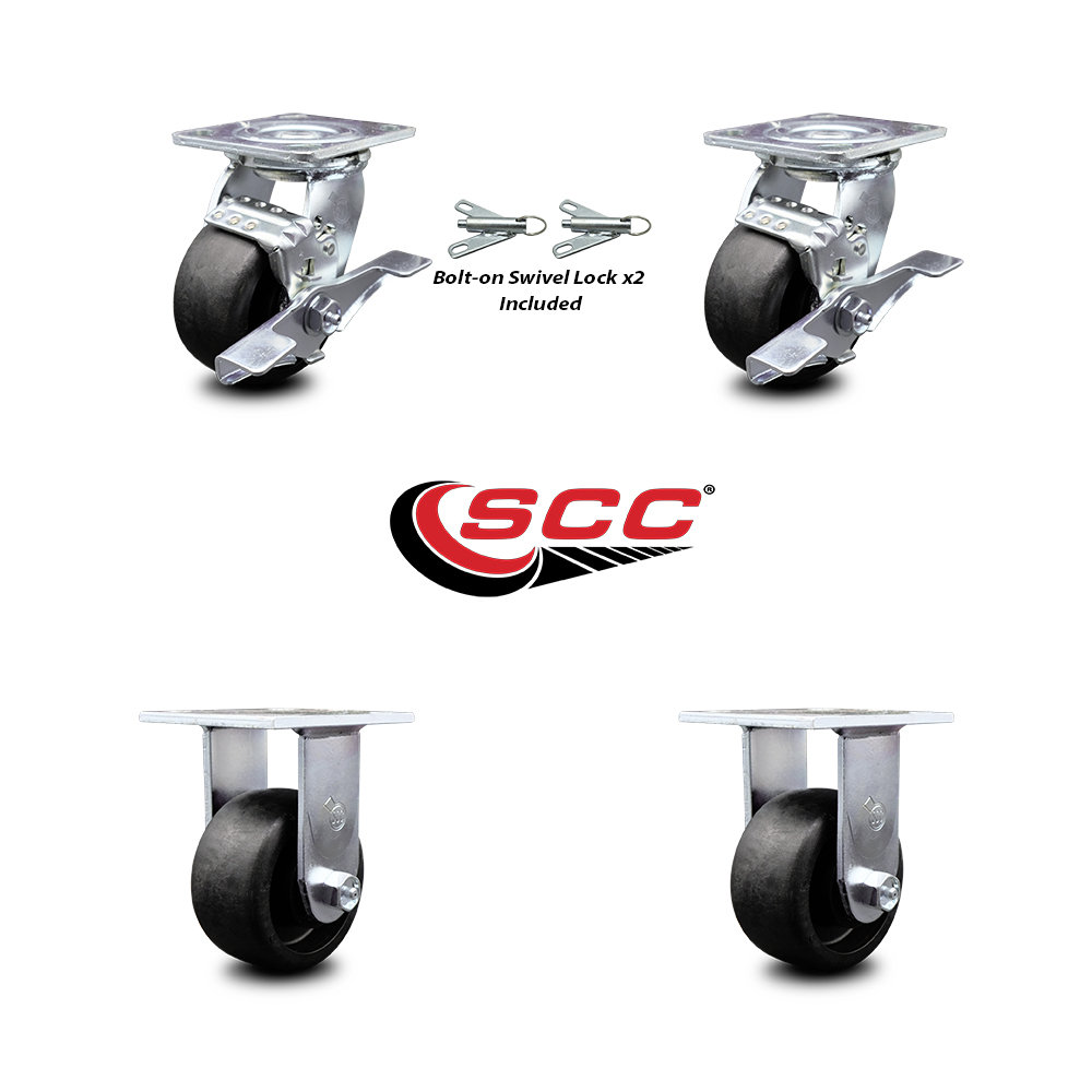 Service Caster 4 Piece Glass Filled Nylon Caster Set | Wayfair