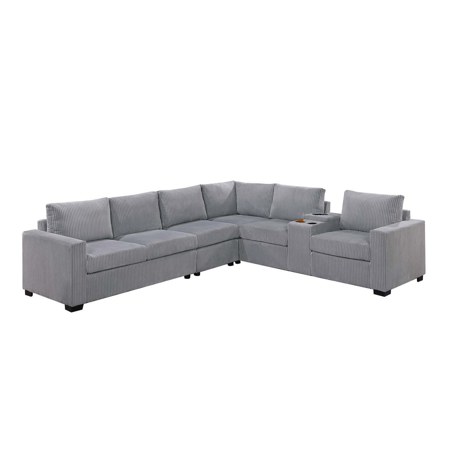 Latitude Run® Wide-welt Corduroy Sectional Set With Console | Wayfair
