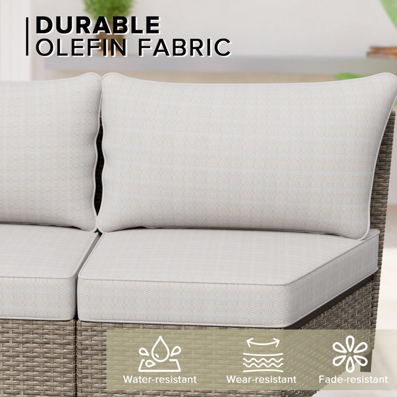 Latitude Run® Patio Brown Wicker 4-Person Sectional Sofa Seating Group ...