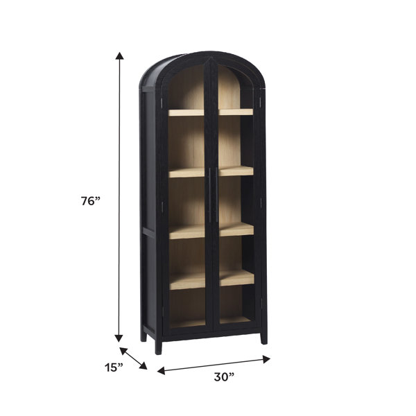 Hokku Designs Ridunel Modern Arched Standard Bookcase with Glass Doors ...