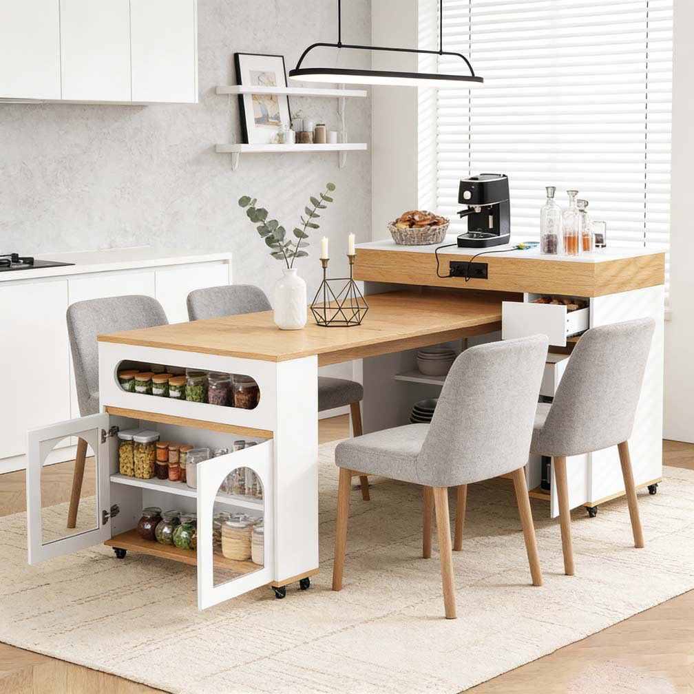 Latitude Run® Extendable Dining Table with Extra-Long Folding Top ...