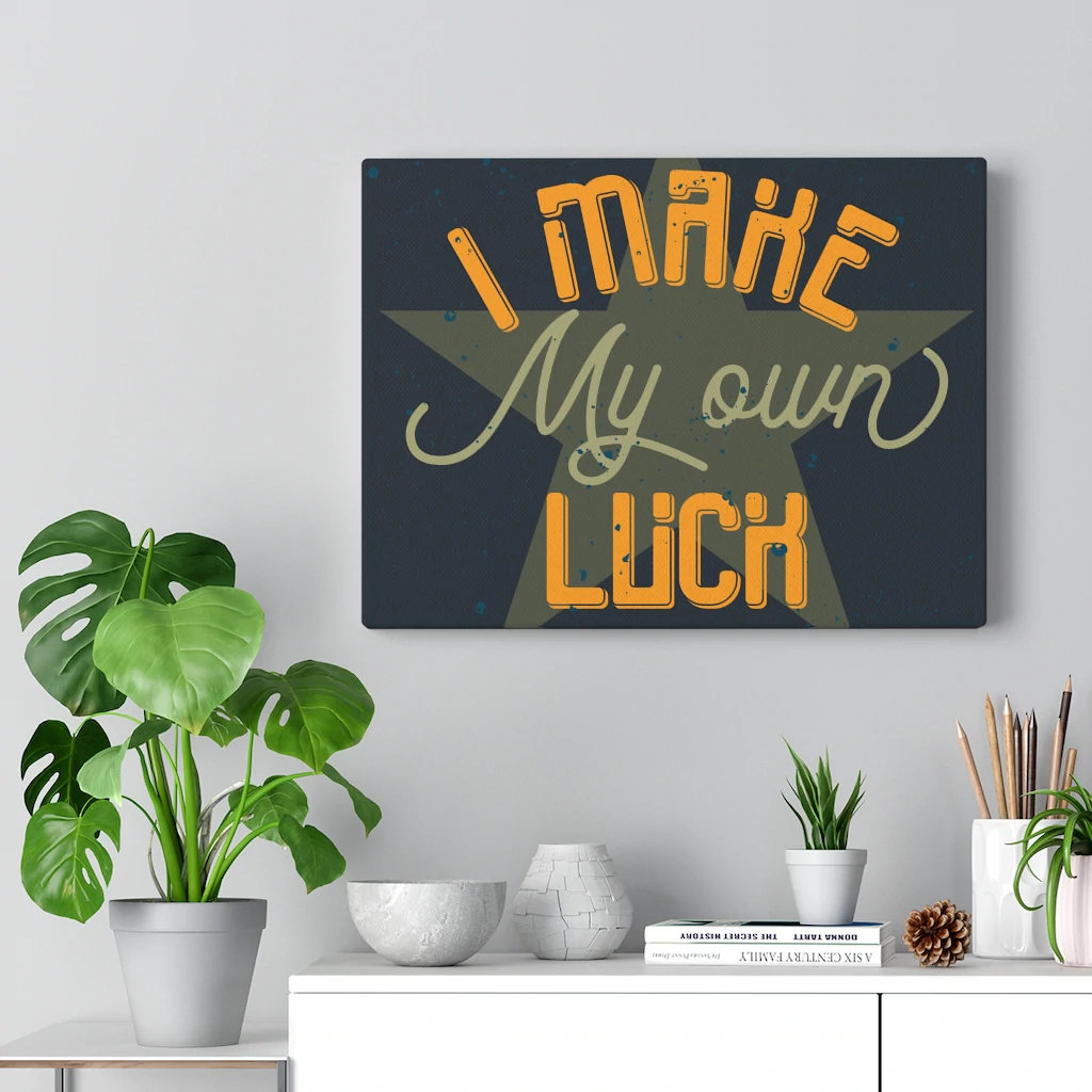 Blue Elephant I Make My Own Luck - Wrapped Canvas Typography | Wayfair ...