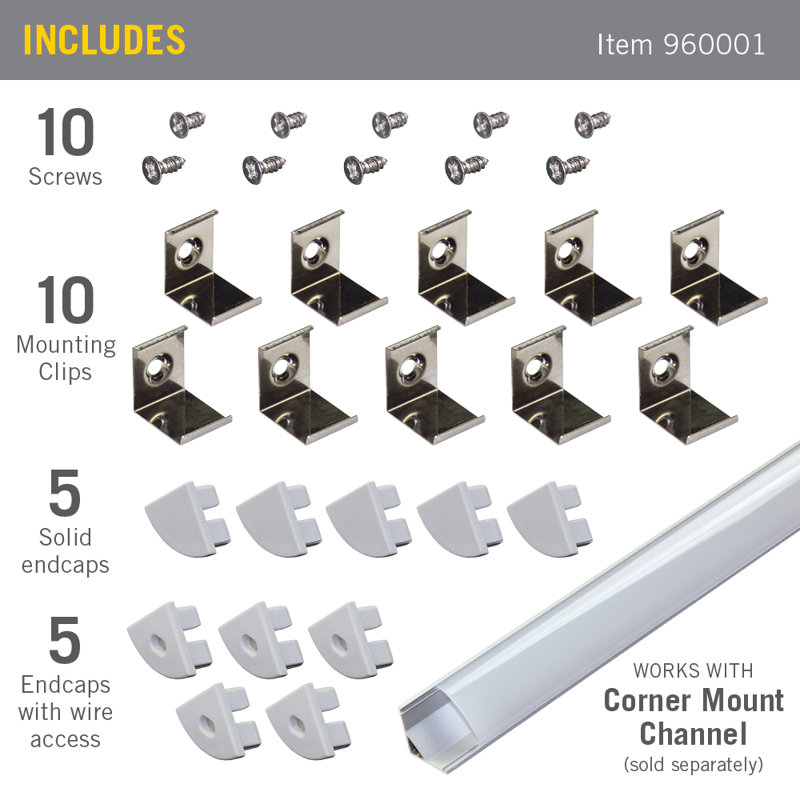 Armacost Lighting Accessory Packs for LED Tape Light Mounting Channels ...