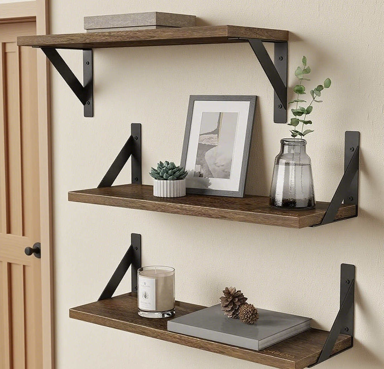Latitude Run® Floating Shelves Set Of 3, Wall Mounted Shelves For Home ...