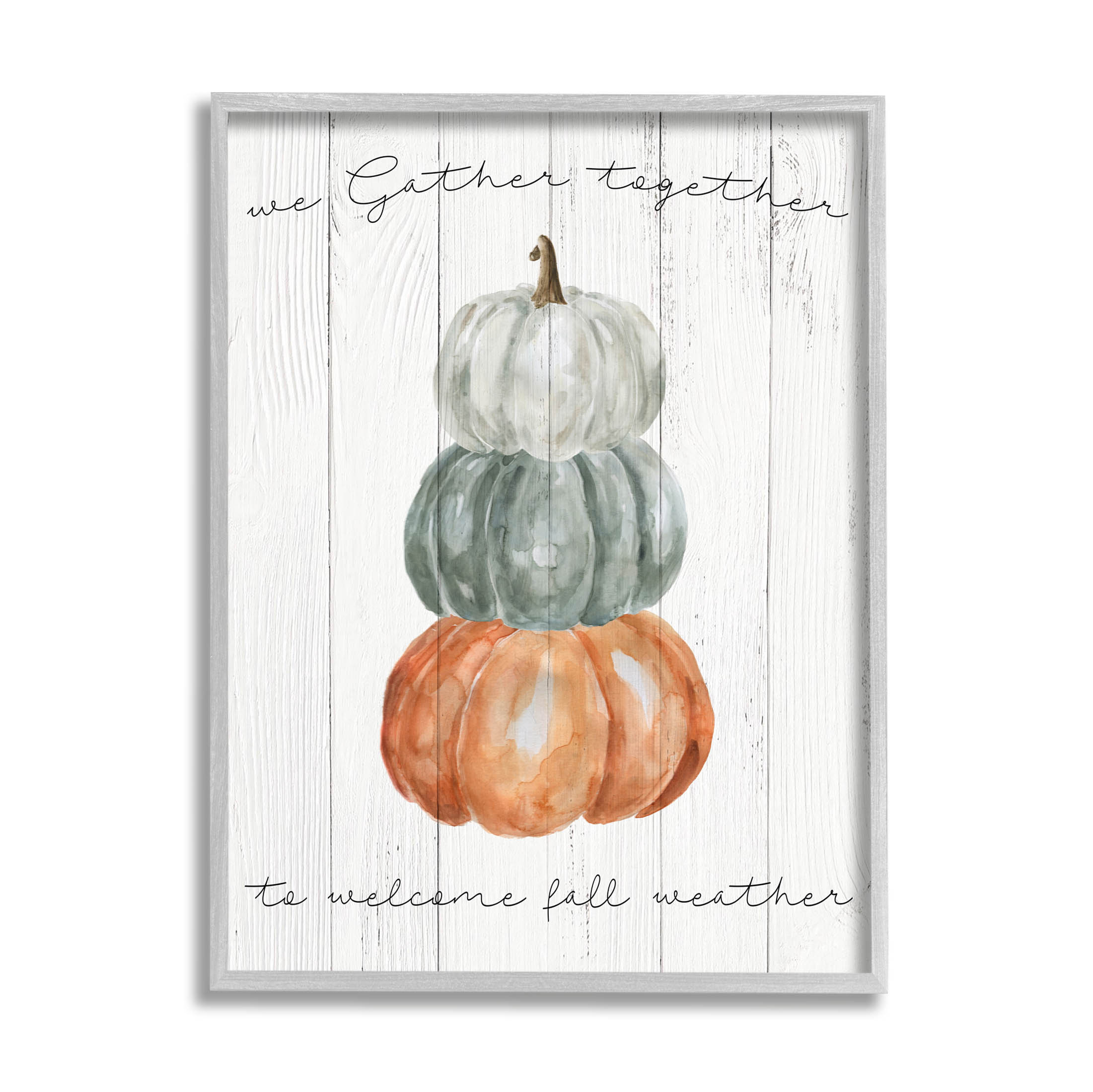 Stupell Industries Gather Together Fall Weather Pumpkins Giclee Art By ...