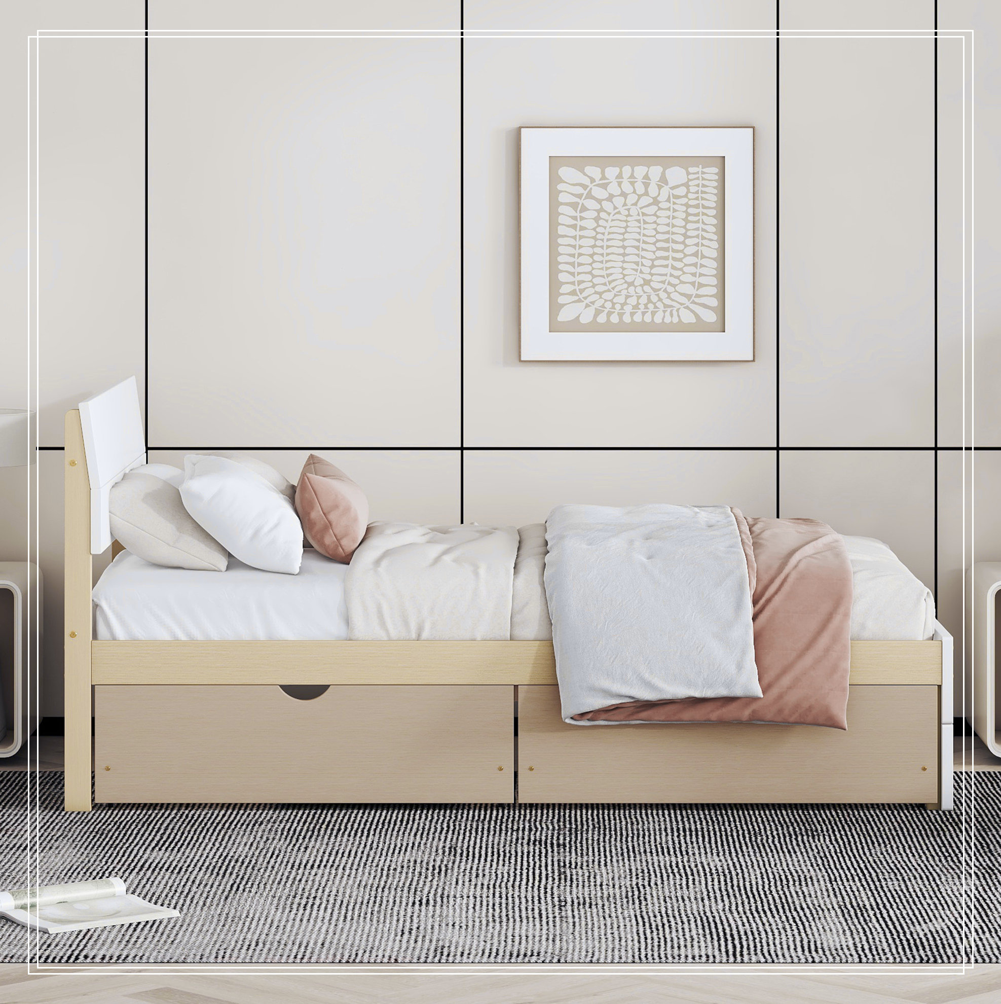 Red Barrel Studio Twin Bed Frame With Twin Trundle For High Gloss ...