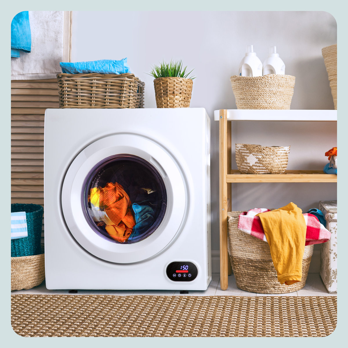 Simzlife Compact Laundry Dryer, 3.5 cu ft Front Load Stainless Steel ...