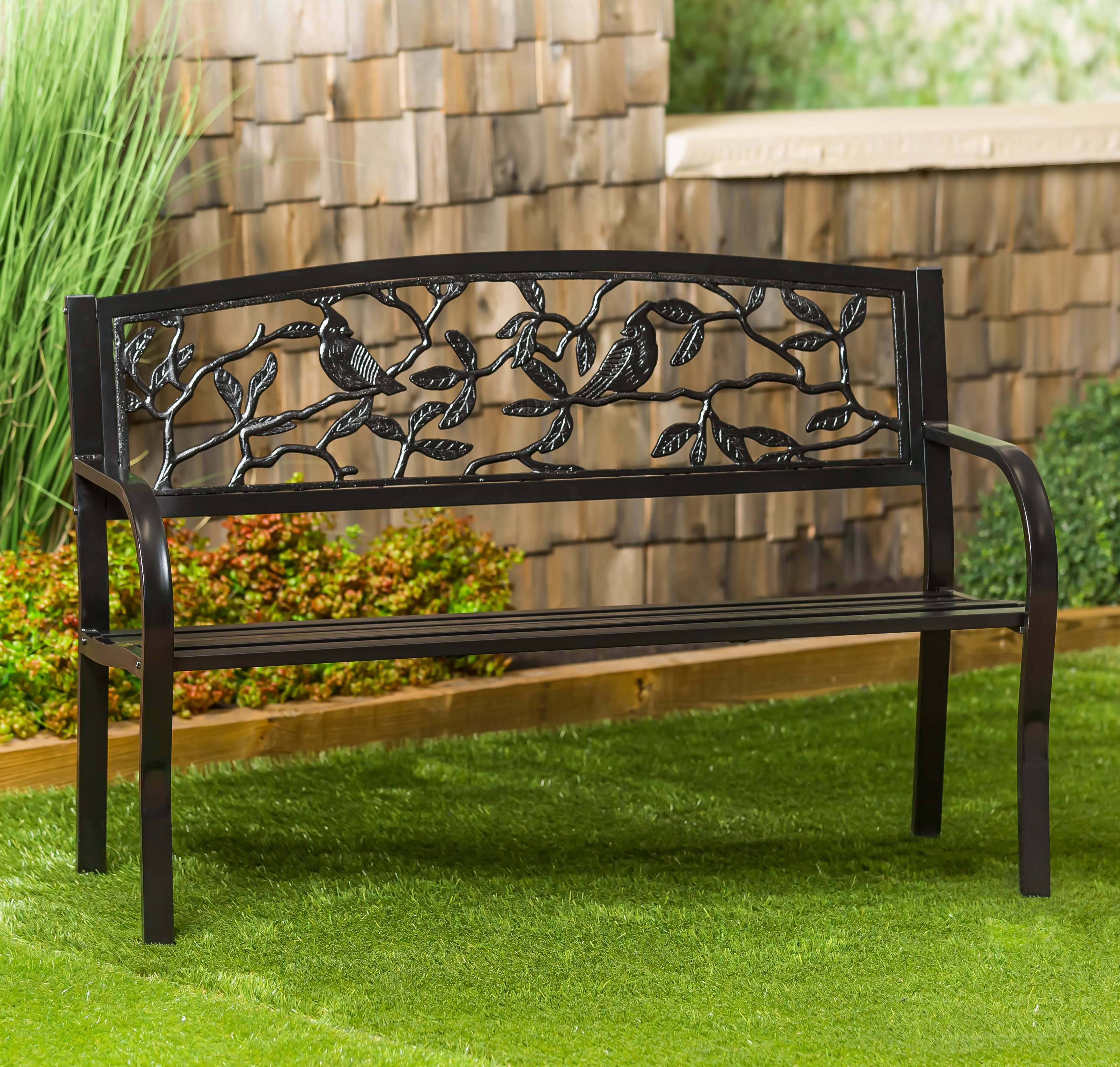 Red Barrel Studio® Araneli Cardinals Metal Garden Bench & Reviews | Wayfair