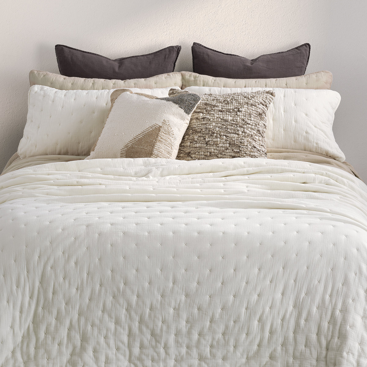 Brunelli Mousseline cream quilt set | Wayfair