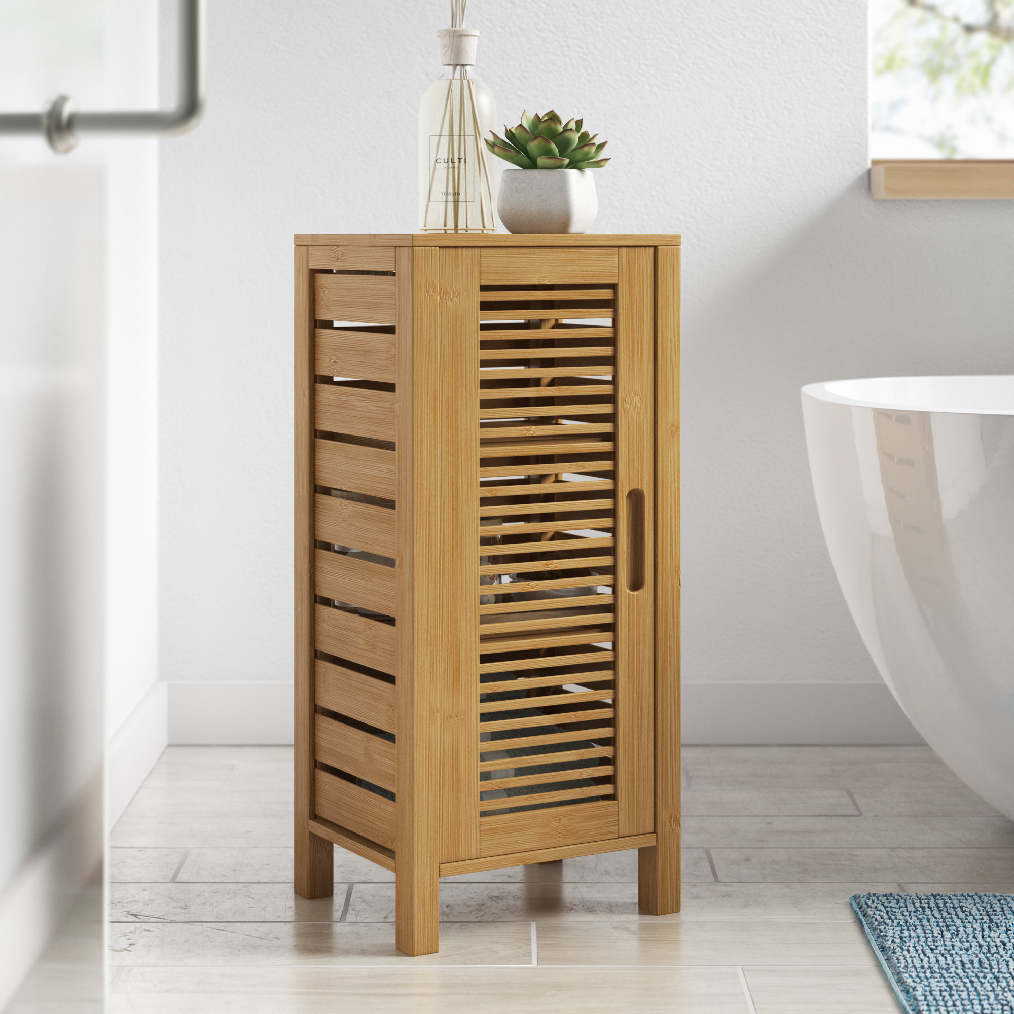 Dotted Line™ Ayden Solid Bamboo Wood 29" Tall Bathroom Cabinet ...