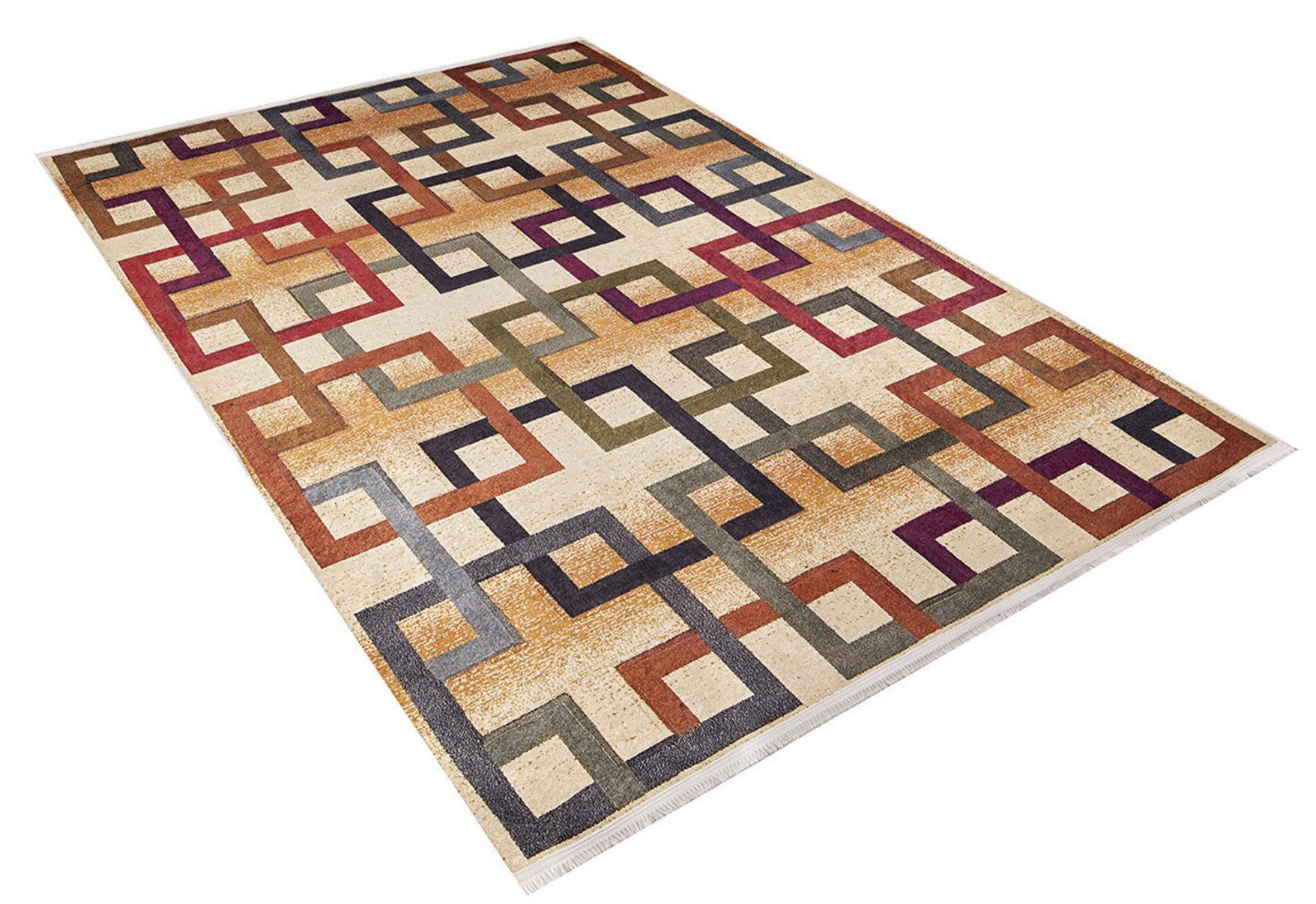 Hokku Designs Apatiti Orange Geometric Cotton Digital Print Area Rug ...