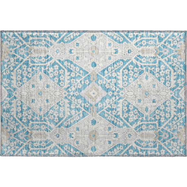 Bungalow Rose Premium Machine Washable Prisco Teal Rug | Wayfair