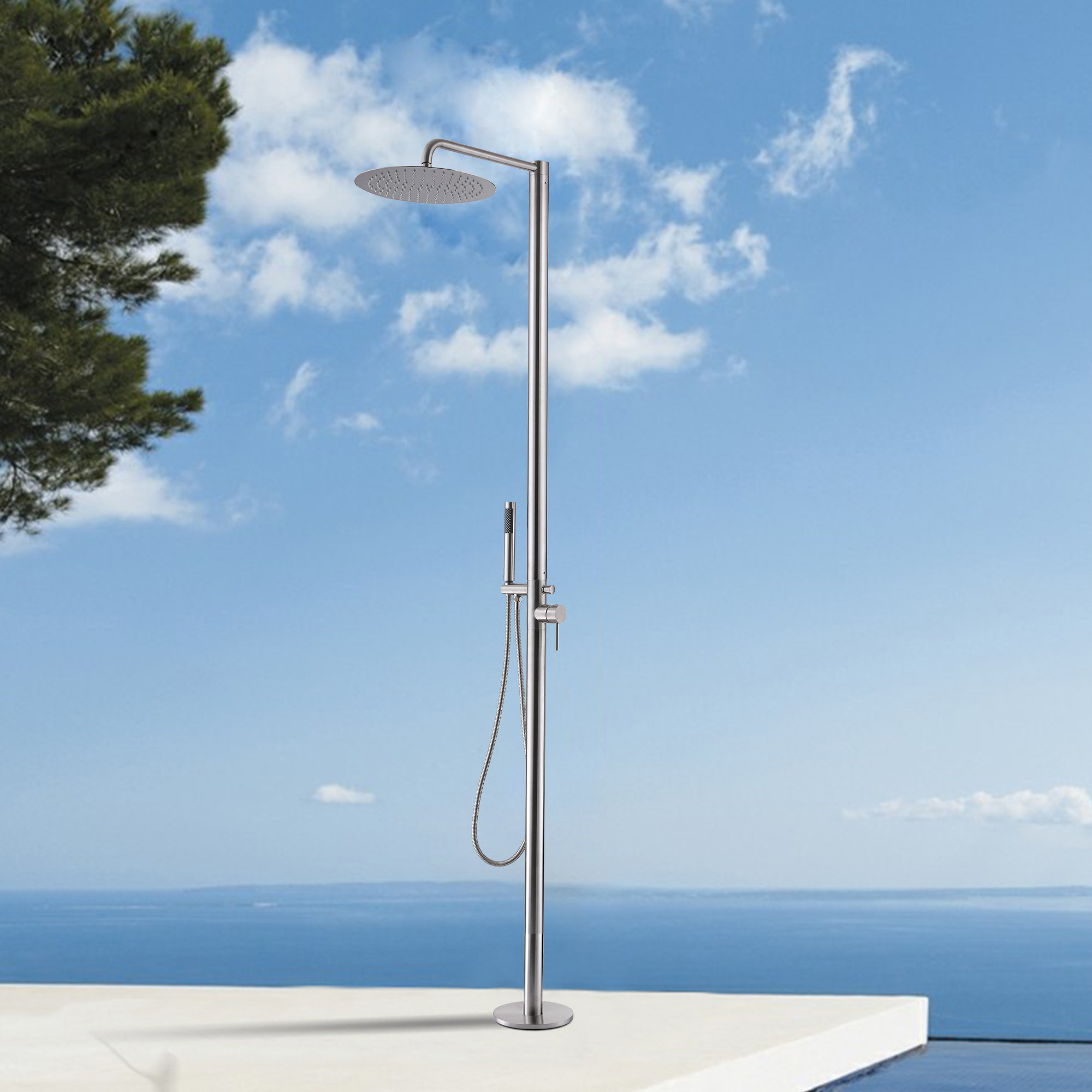 AQGA 83.5" Stainless Steel Outdoor Freestanding Exposed Shower System ...