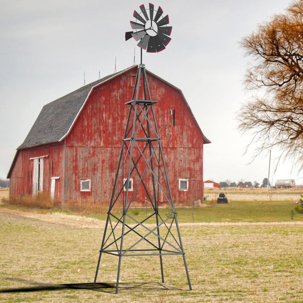 17 Stories 8.3FT Windmill Yard Garden Metal Ornamental Wind Mill ...