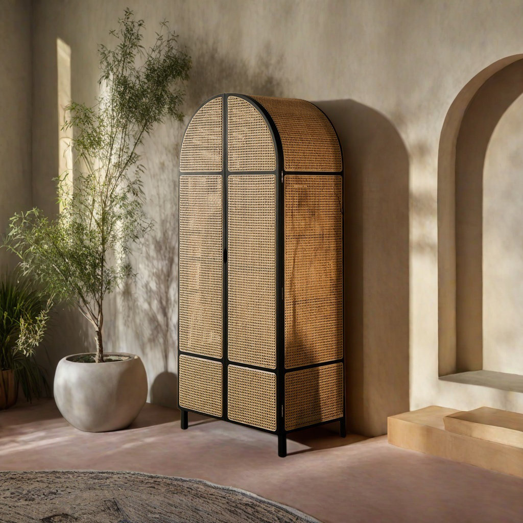 marlao Rattan Simple Woven Wardrobe | Wayfair