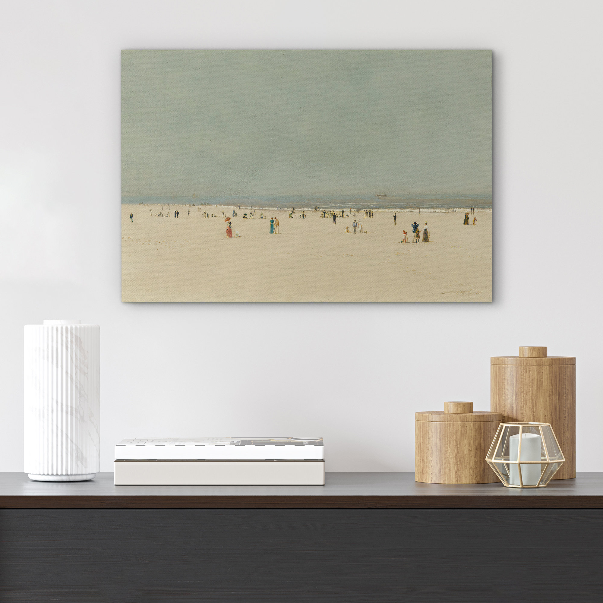 IDEA4WALL Victorian Beach Scene Canvas Wall Art, Serene Coastal Framed ...