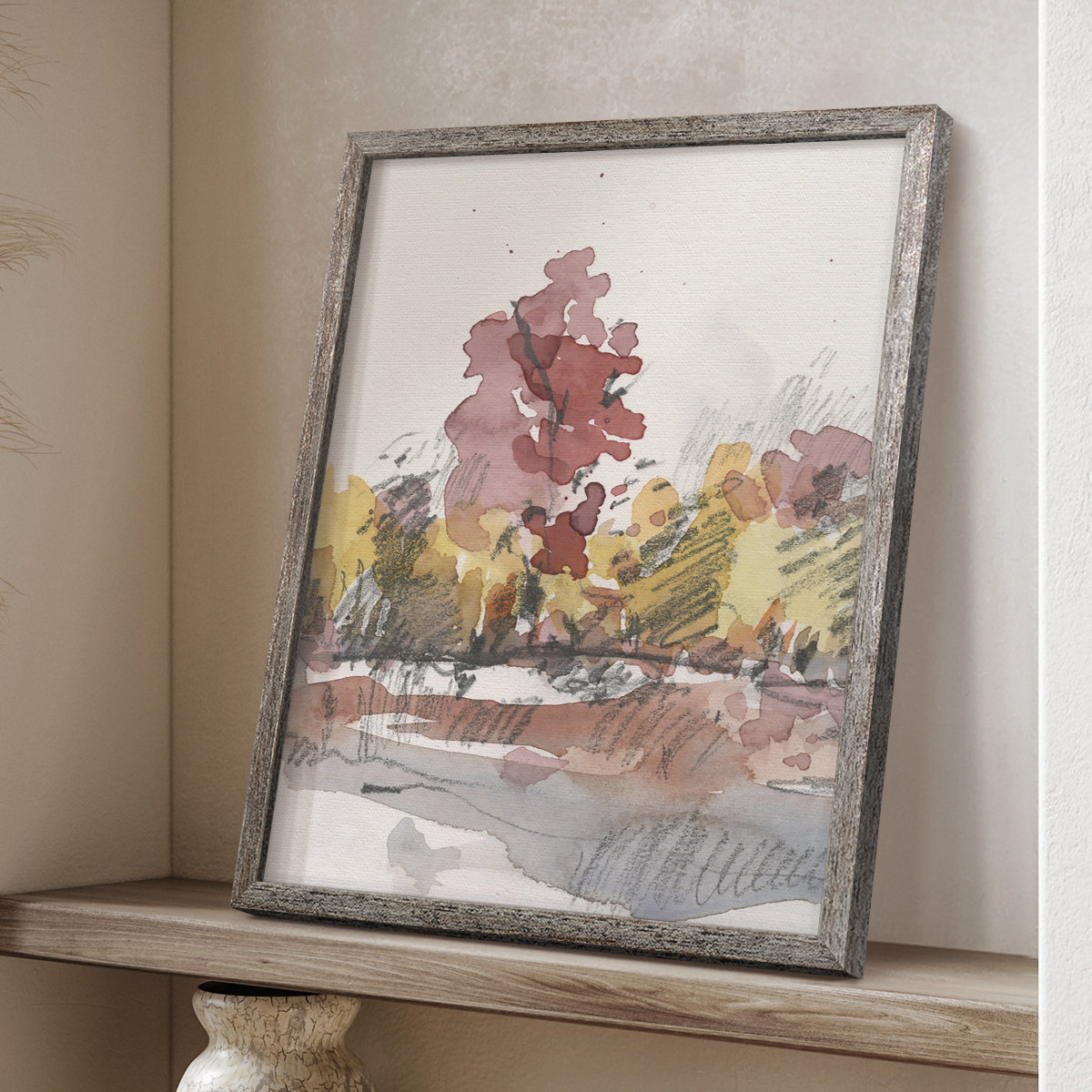 Lark Manor™ Watercolor Treeline Sketch I Framed Print - Solid Wood ...